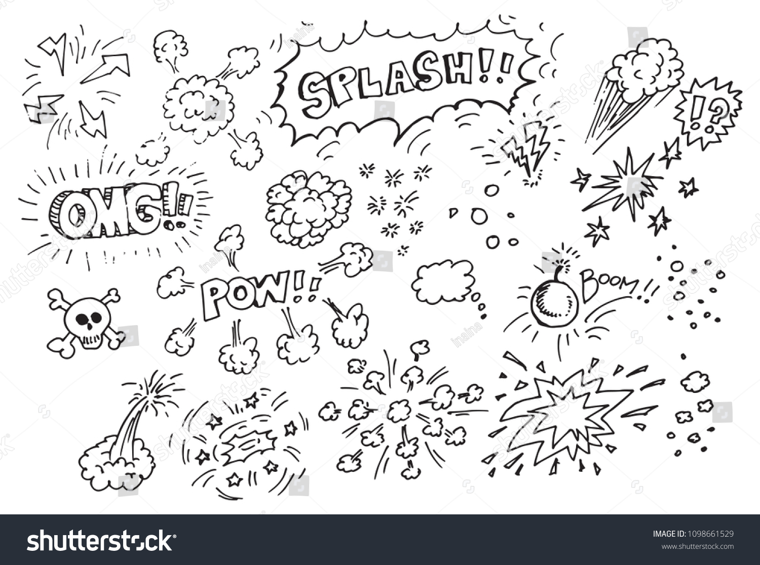 Hand Drawn Comic Doodles Stock Vector (Royalty Free) 1098661529