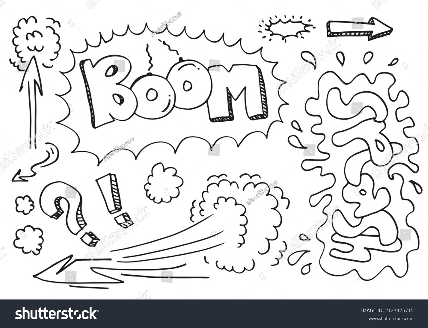 Hand Drawn Comic Doodles On White Stock Vector (Royalty Free) 2127475715