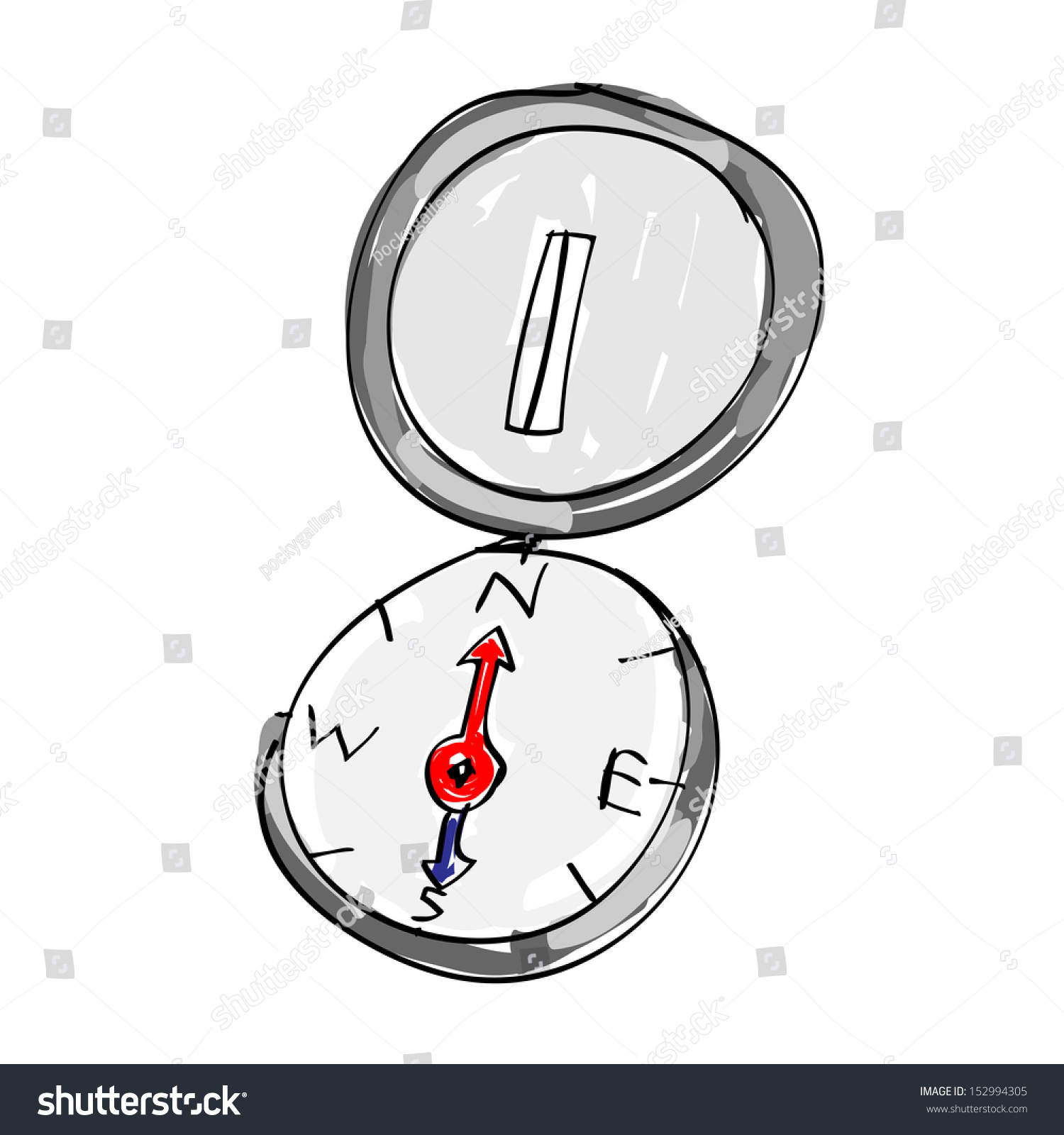 Hand Drawn Compass On White Background Stock Vector (Royalty Free ...