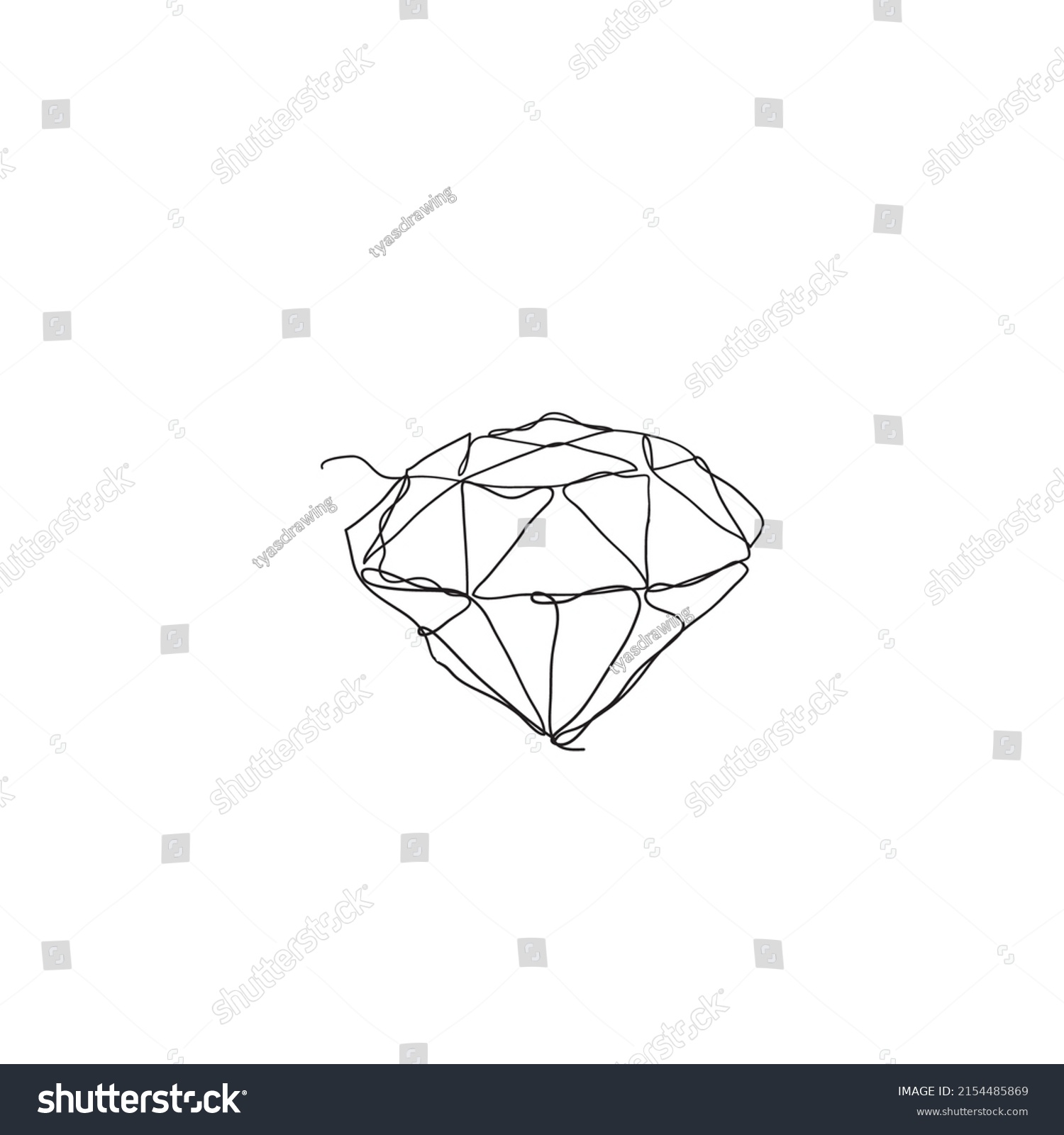Hand Drawn Continuous Line Drawing Diamond Stock Vector (Royalty Free ...