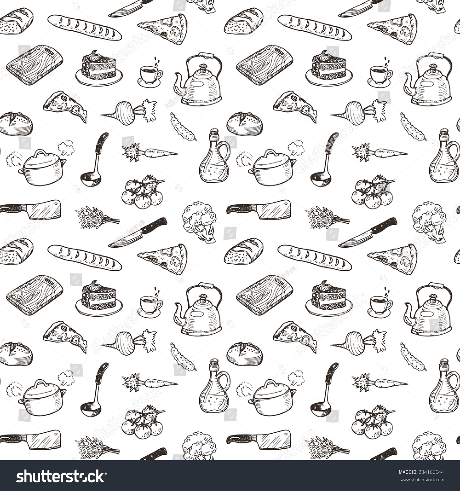 Hand Drawn Cooking Doodle Set Texture Stock Vector (Royalty Free) 284166644