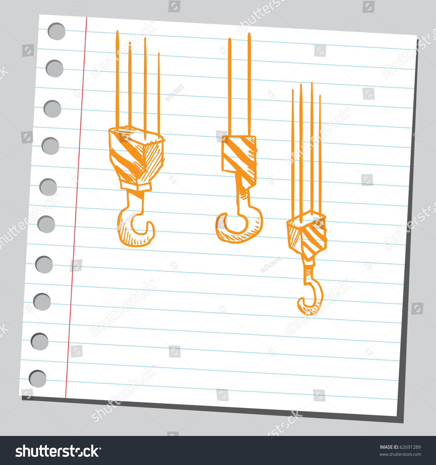 Hand Drawn Crane Hooks Stock Vector (Royalty Free) 62691289