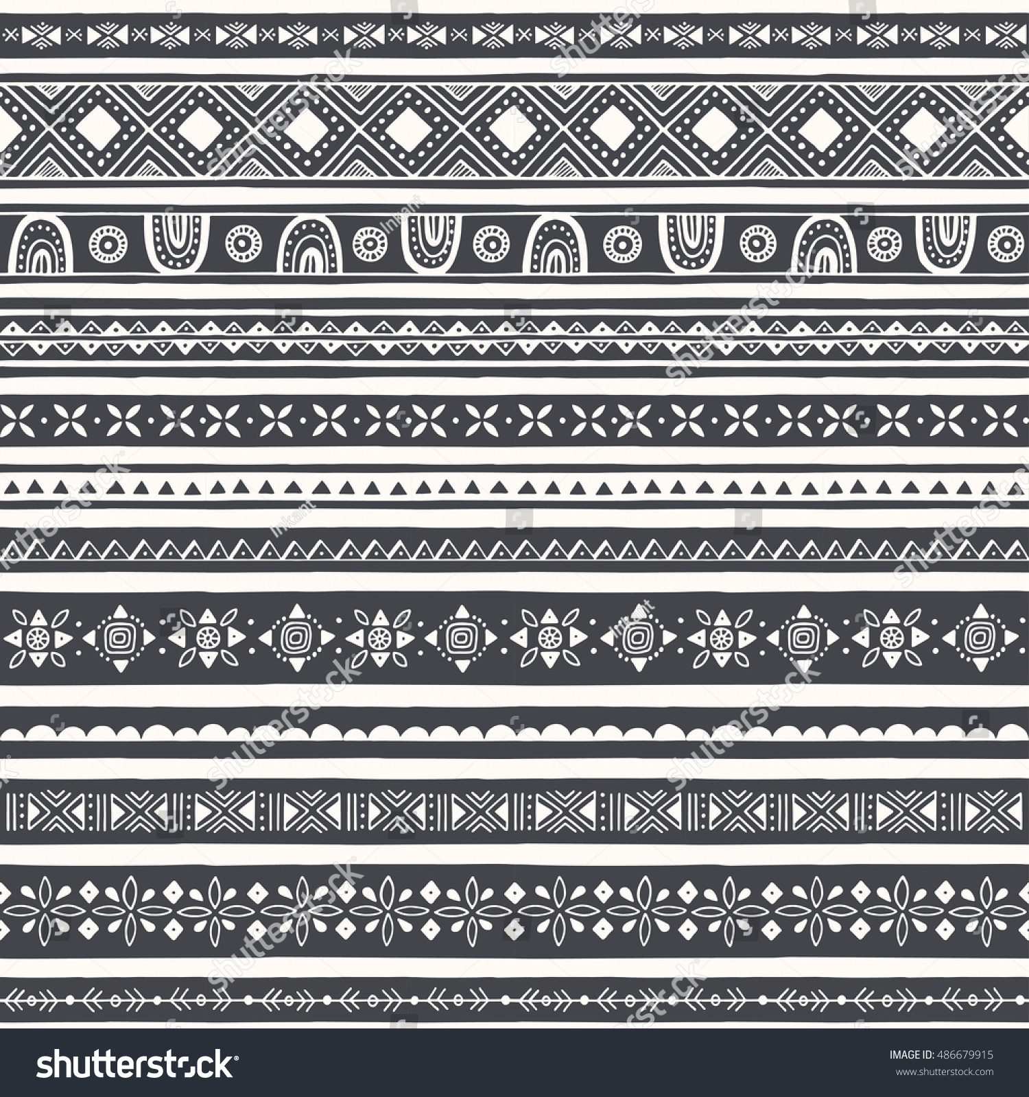 Hand Drawn Decorative Borders Pattern Brushes Stock Vector (Royalty ...