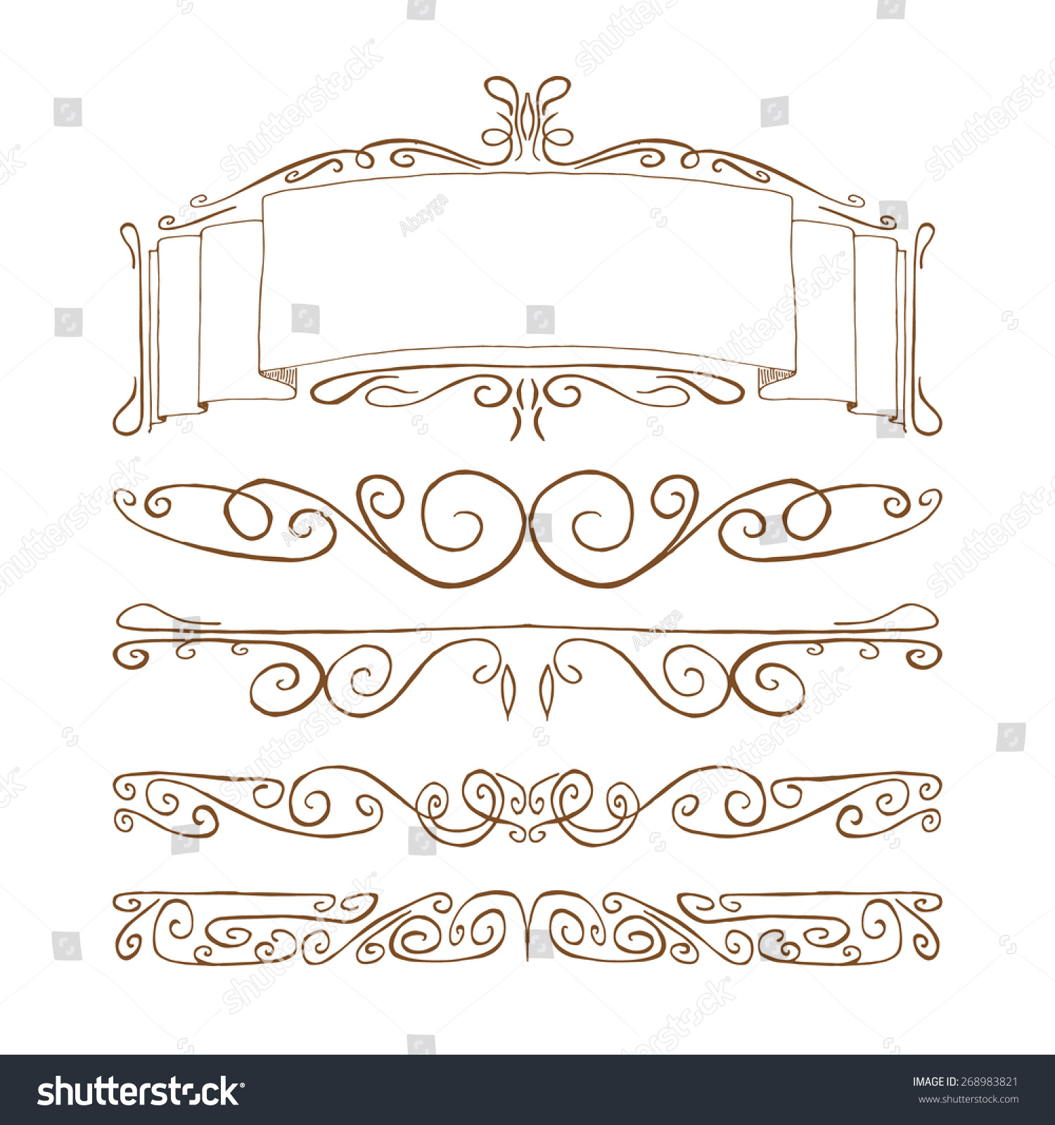Hand Drawn Decorative Borders Vector Set Stock Vector (Royalty Free ...