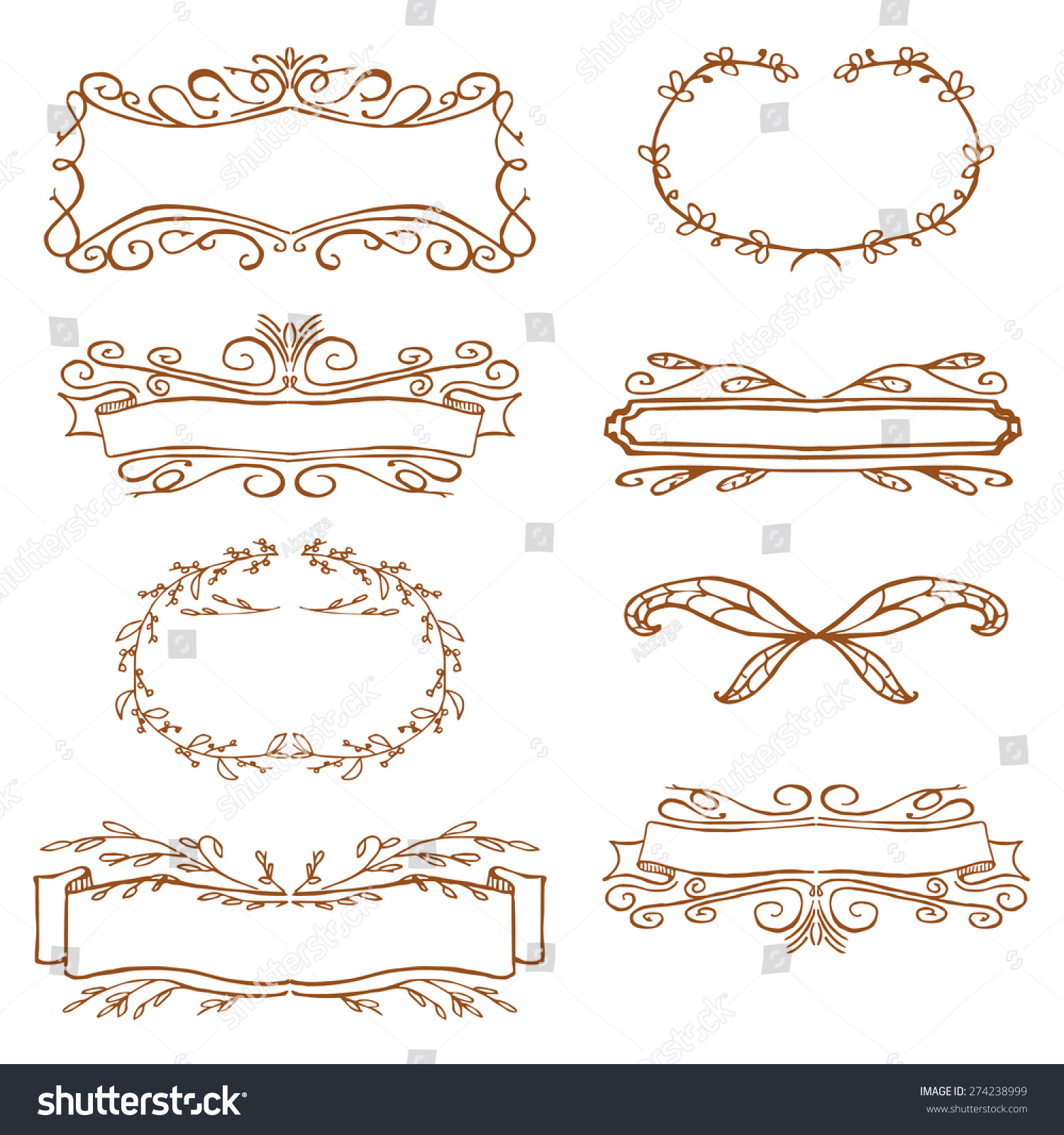 Hand Drawn Decorative Borders Vector Set Stock Vector (Royalty Free ...