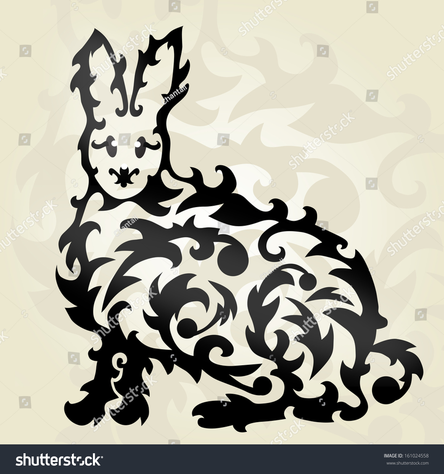 Hand Drawn Decorative Rabbit Design Element Stock Vector (Royalty Free ...