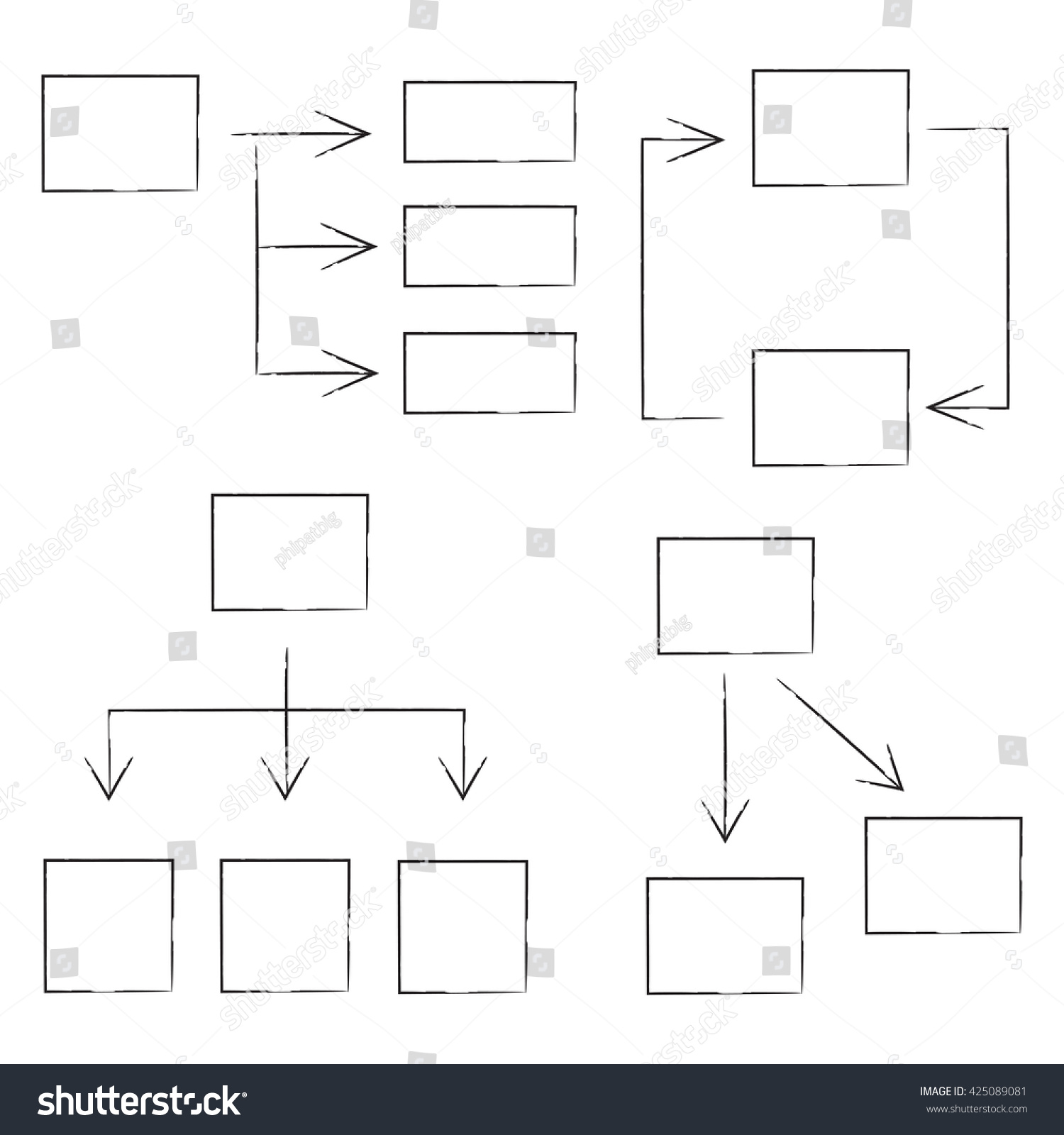 Hand Drawn Diagram Set Flowchart Vector: vector de stock (libre de ...