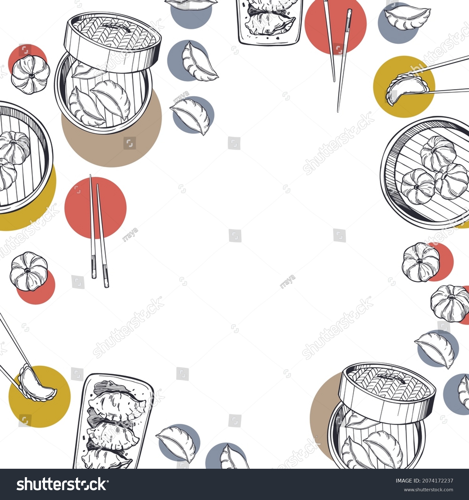 Handdrawn Dim Sum Set Vector Background Stock Vector (Royalty Free ...