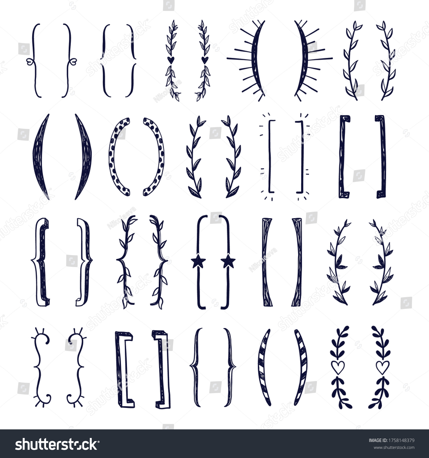 Hand Drawn Doodle Brackets Vector Set Stock Vector (Royalty Free ...