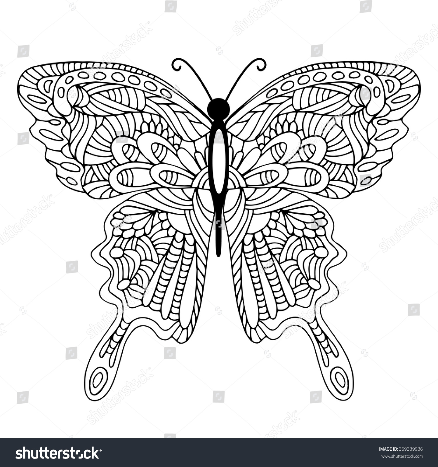 Hand Drawn Doodle Butterfly Stock-Vektorgrafik (Lizenzfrei) 359339936 ...