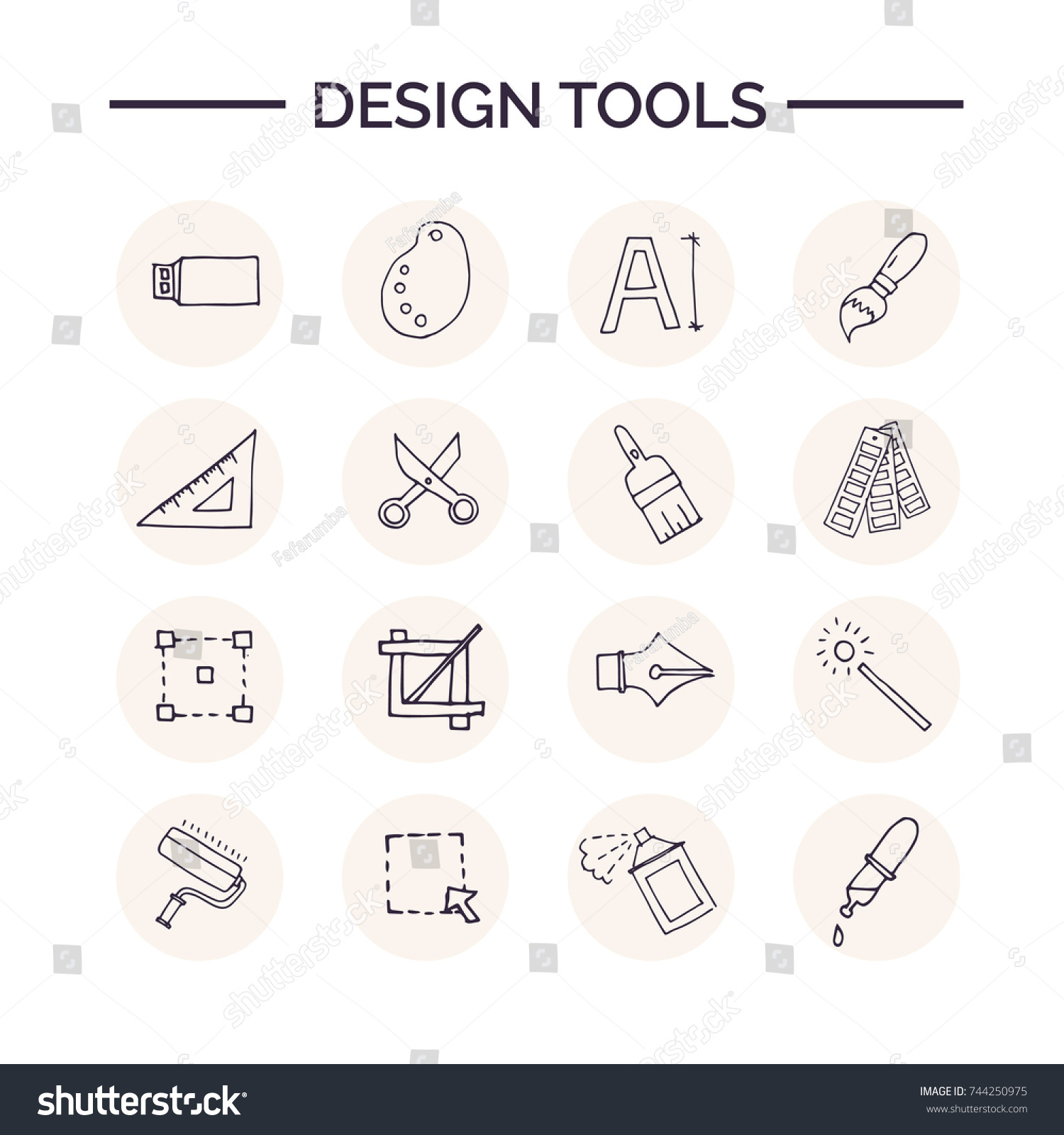 Hand Drawn Doodle Design Tools Set Stock Vector (Royalty Free ...