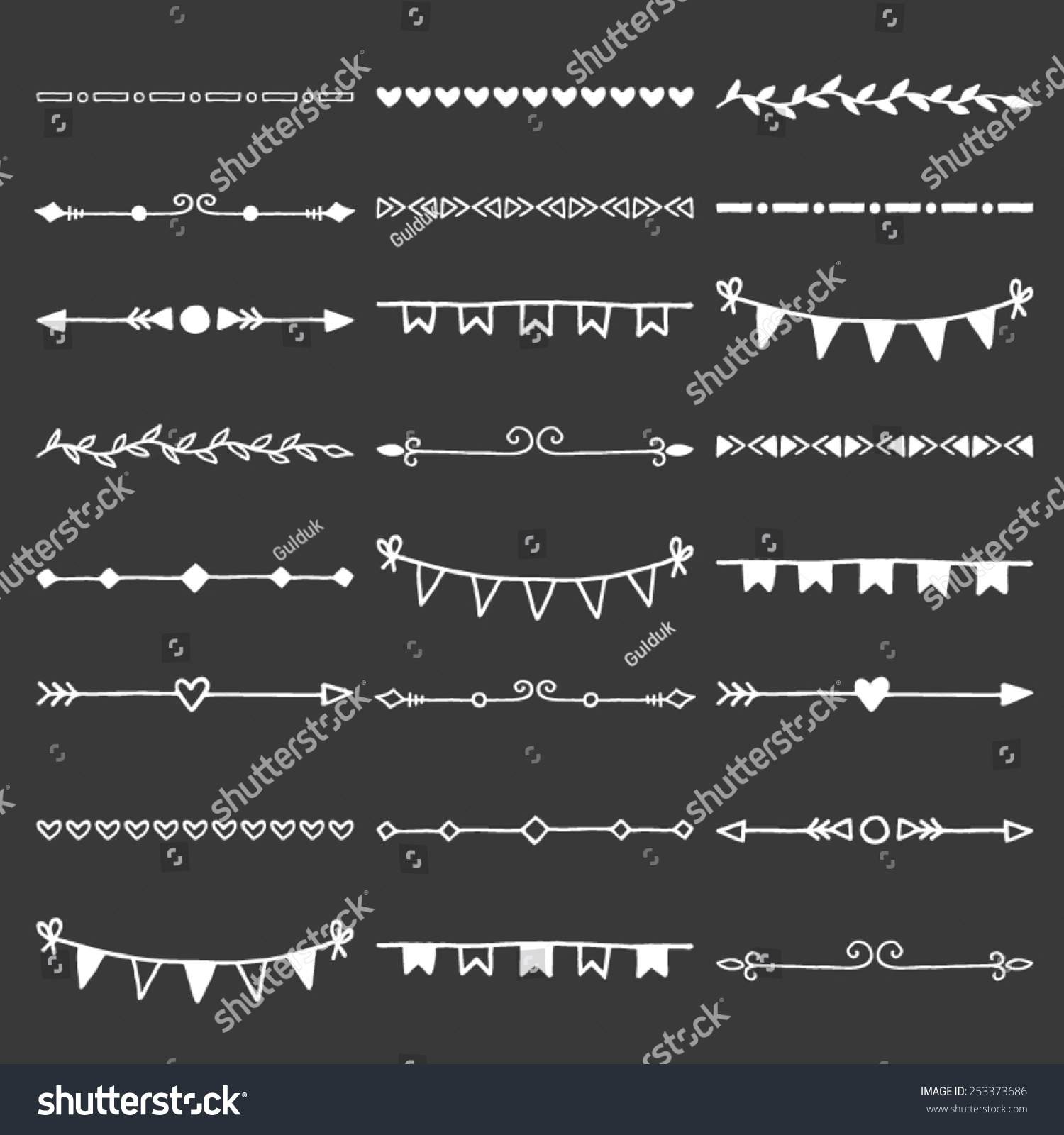 Hand Drawn Doodle Dividers Borders Stock Vector (Royalty Free) 253373686
