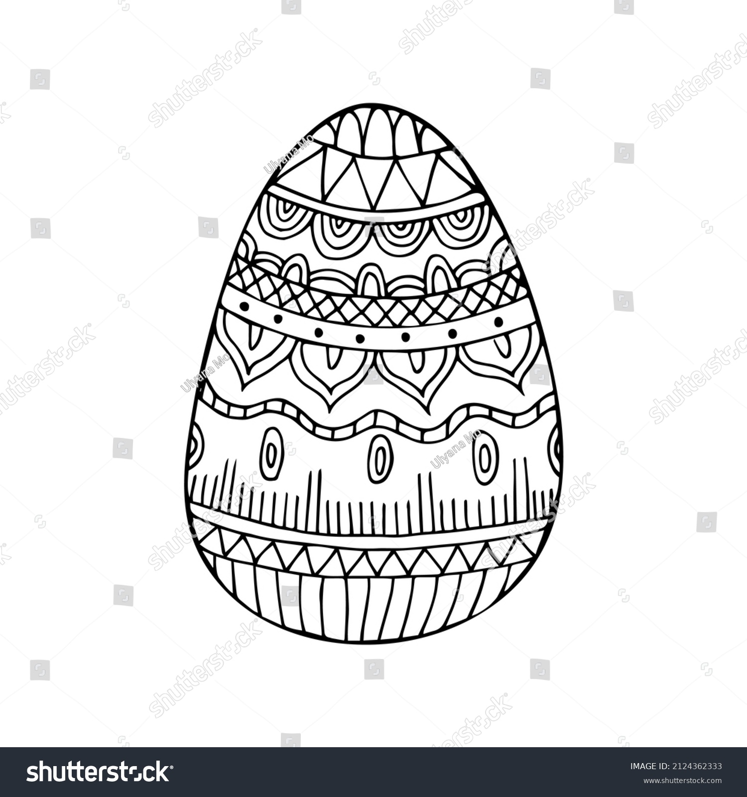 Hand Drawn Doodle Easter Egg Easter Stock Vector (Royalty Free) 2124362333