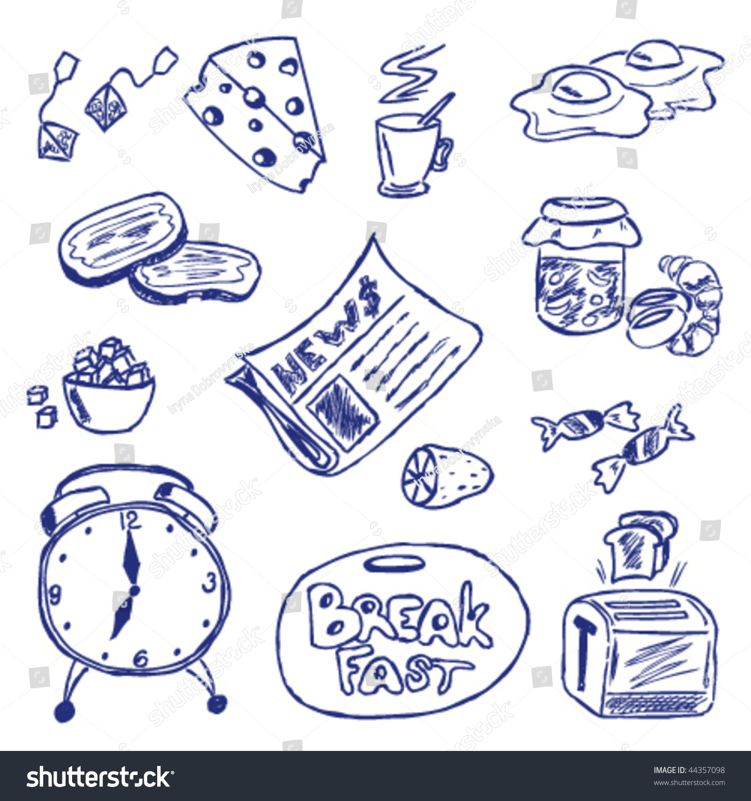 Handdrawn Doodle On Breakfast Theme Stock Vector (Royalty Free) 44357098