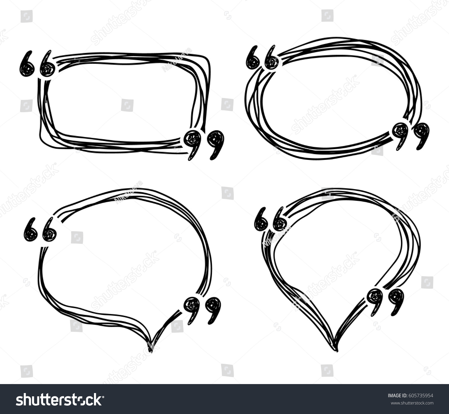 Hand Drawn Doodle Quotes Boxes Speech Stock Vector (Royalty Free ...