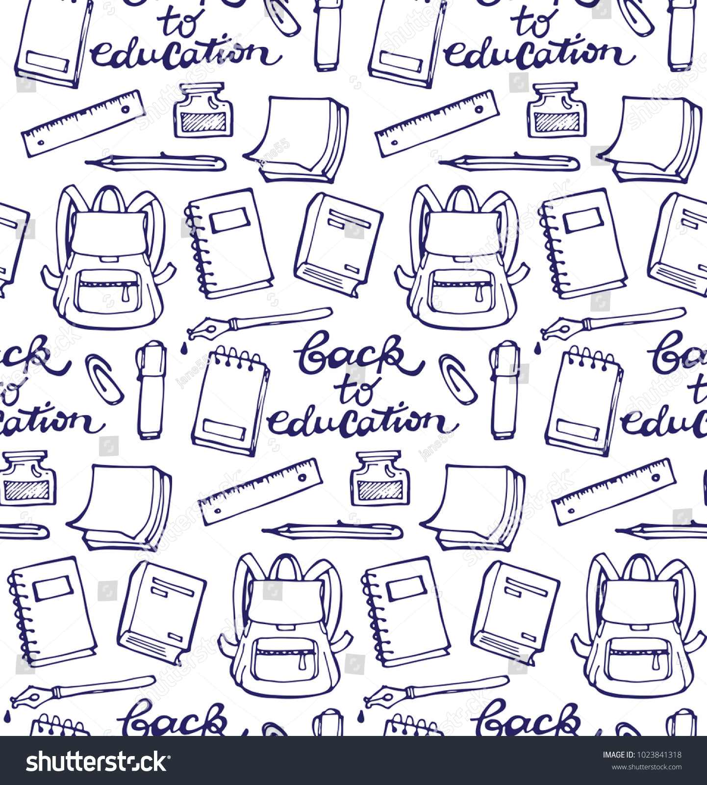 Hand Drawn Doodle School Pattern School Stock Vector (Royalty Free ...