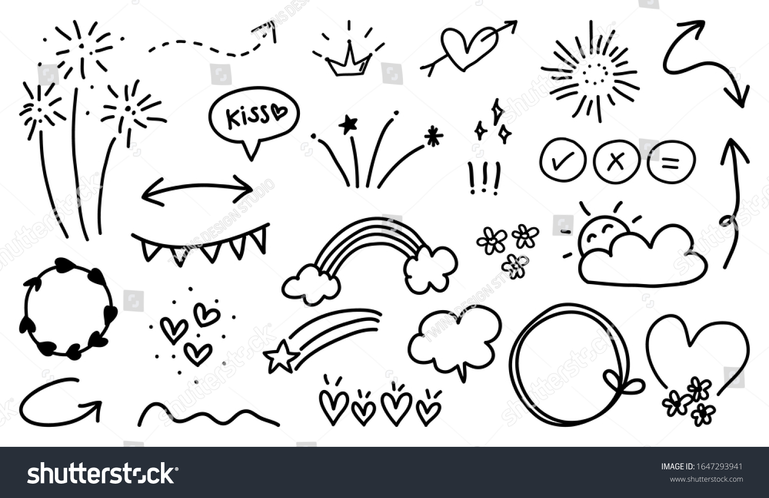 Hand Drawn Doodle Vector Set Stock Vector (Royalty Free) 1647293941 ...