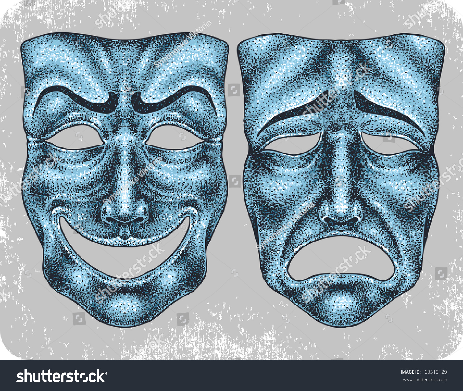 Hand-Drawn Dramatic Masks. Stock Vector Illustration 168515129 ...