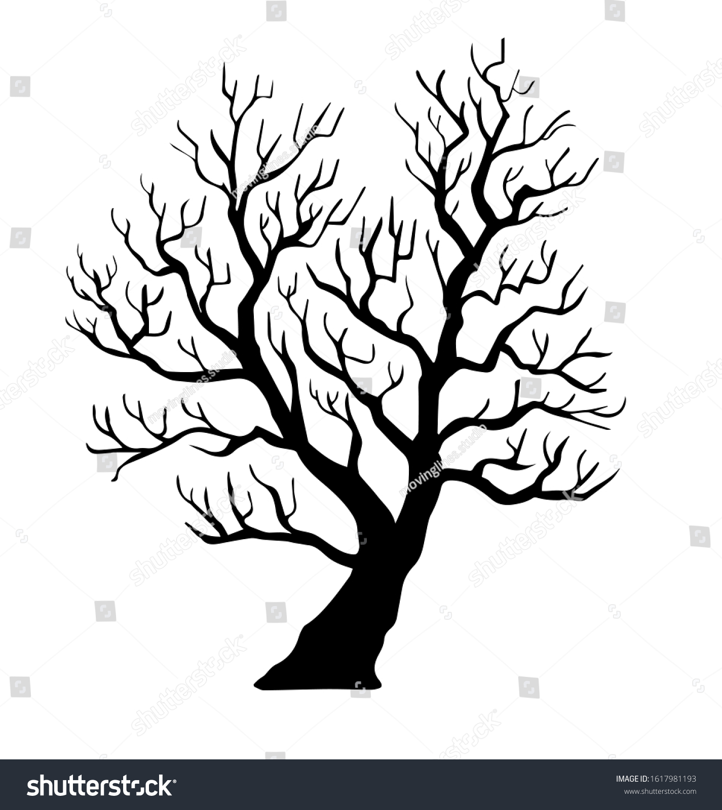 Hand Drawn Dry Tree Vector Illustration Stock Vector (Royalty Free ...