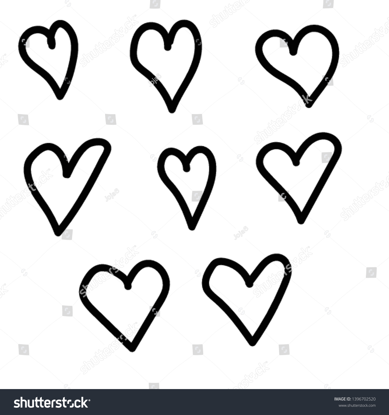 Hand Drawn Eight Heart Vector: เวกเตอร์สต็อก (ปลอดค่าลิขสิทธิ์) 1396702520