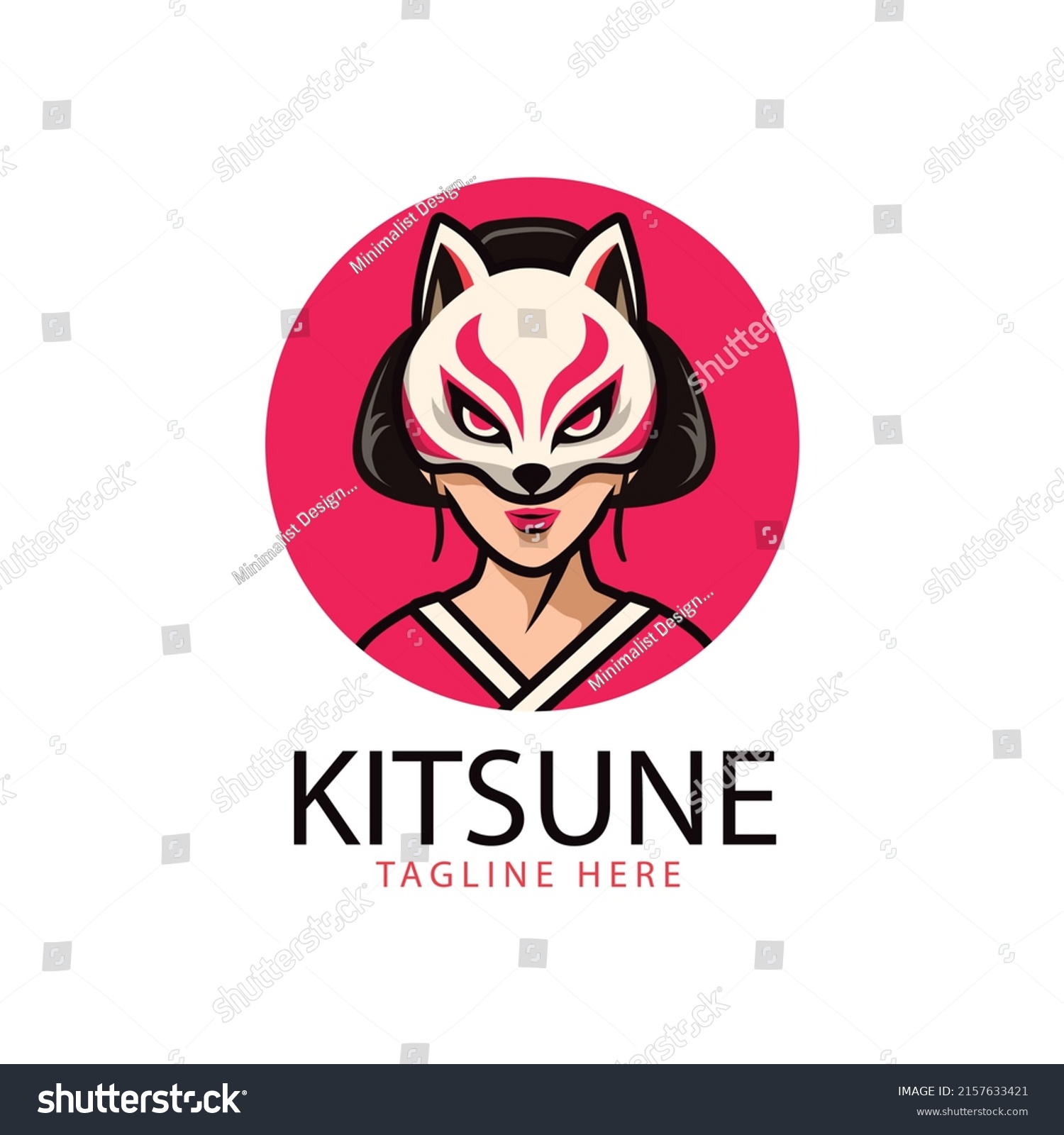 Hand Drawn Flat Design Kitsune Logo Stock Vector (Royalty Free ...