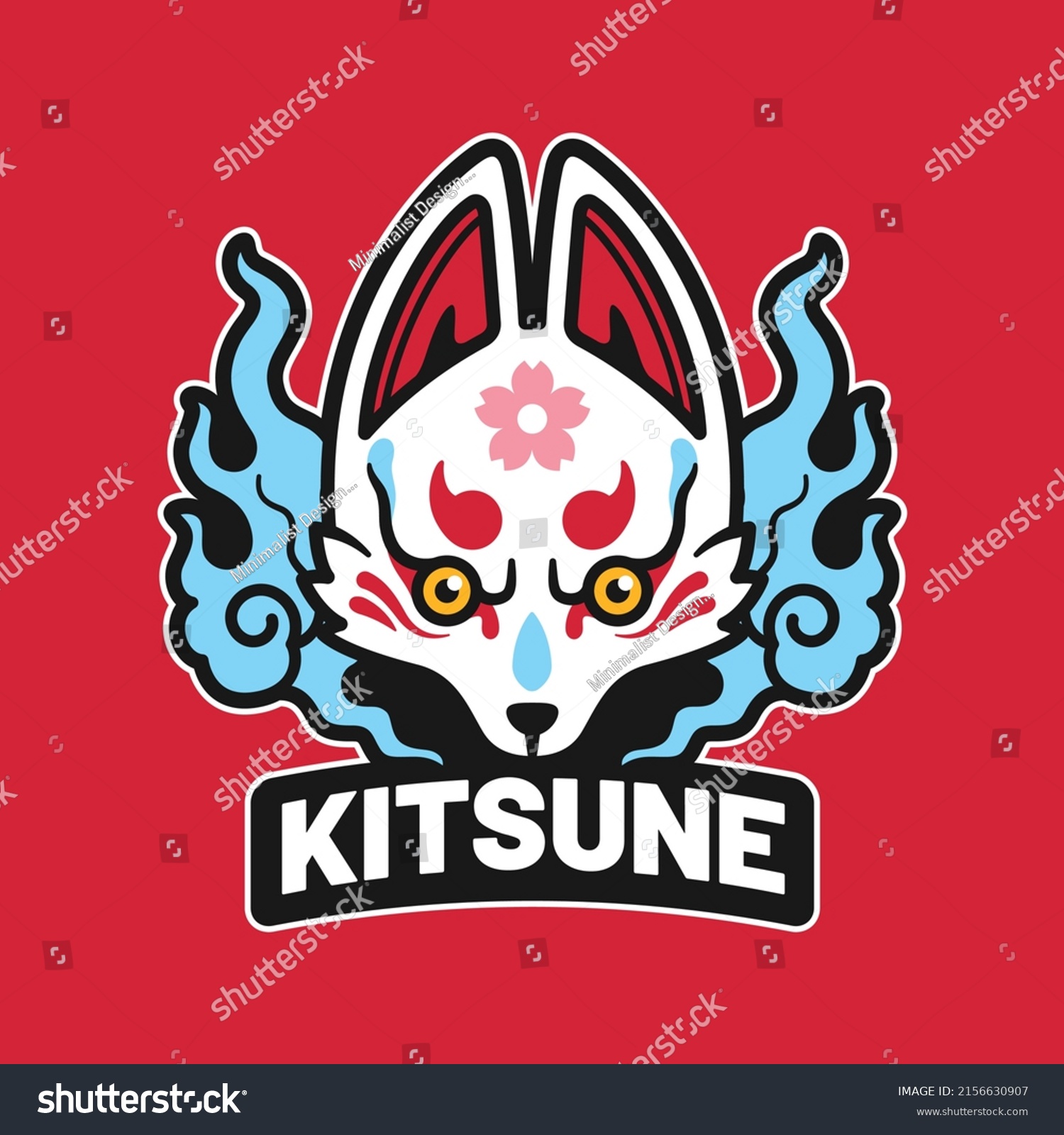 Hand Drawn Flat Design Kitsune Logo Stock Vector (Royalty Free ...