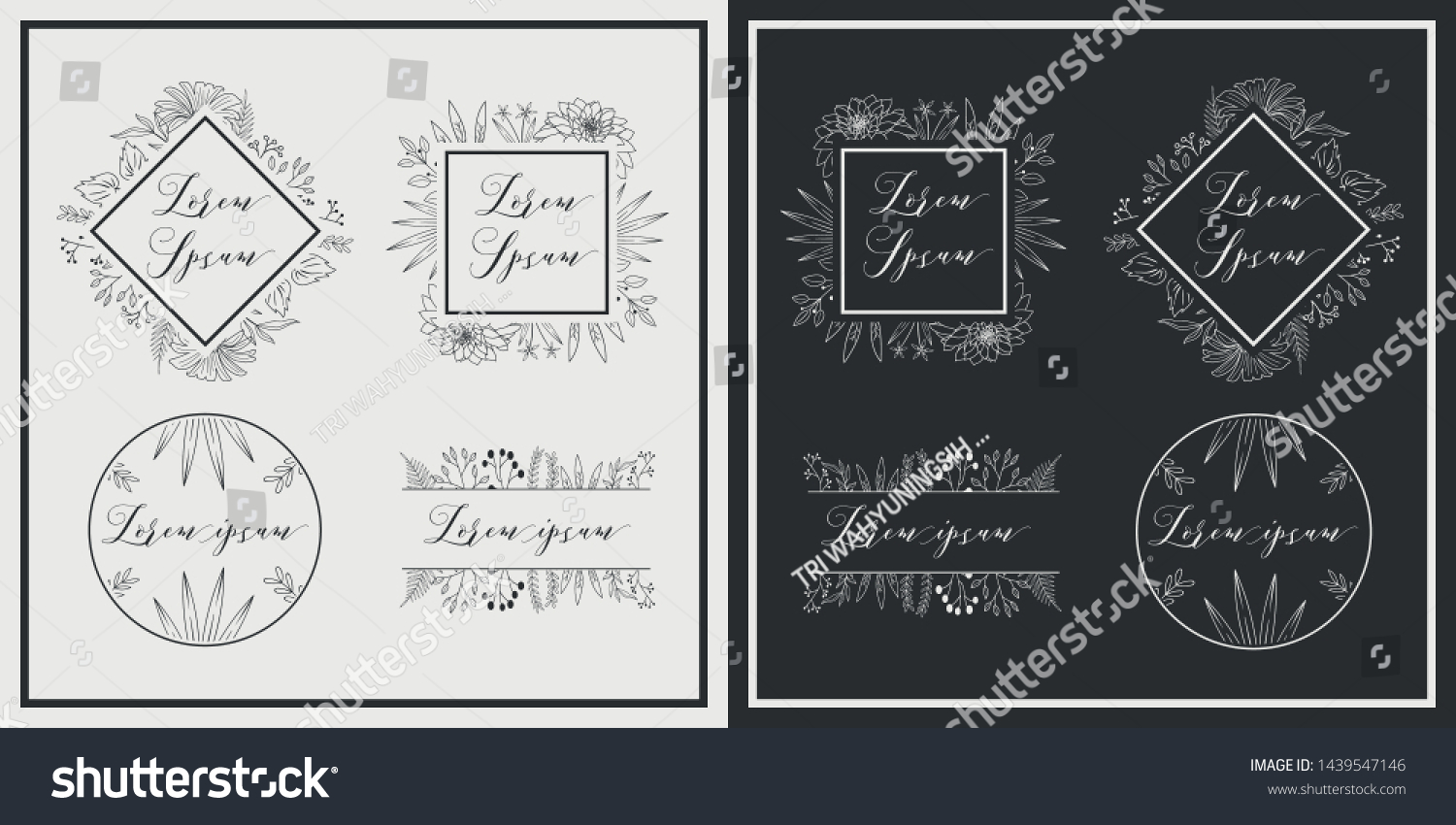 Hand Drawn Floral Frame Vector Stock Vector (Royalty Free) 1439547146