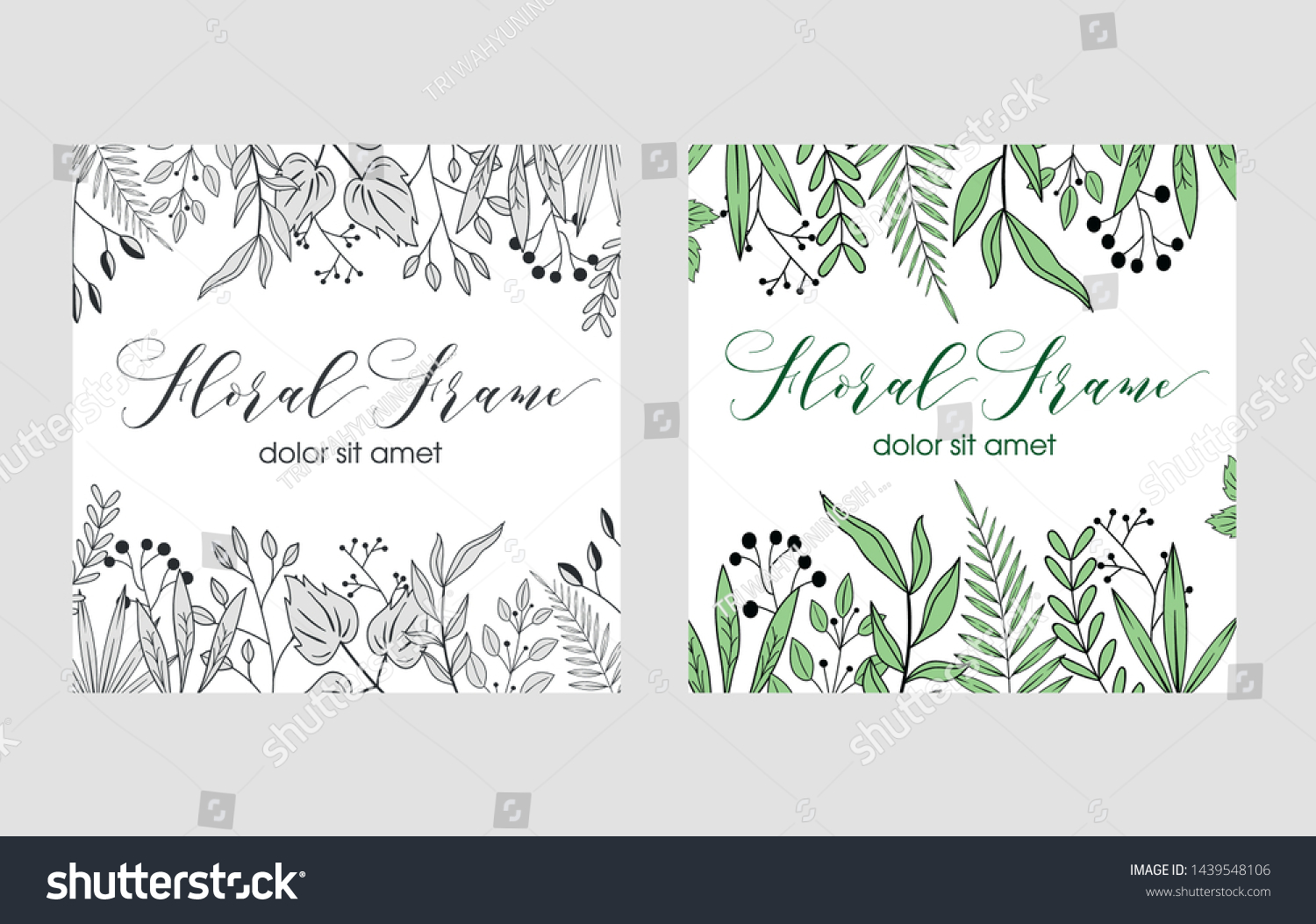 Hand Drawn Floral Frame Vector Stock Vector (Royalty Free) 1439548106 ...