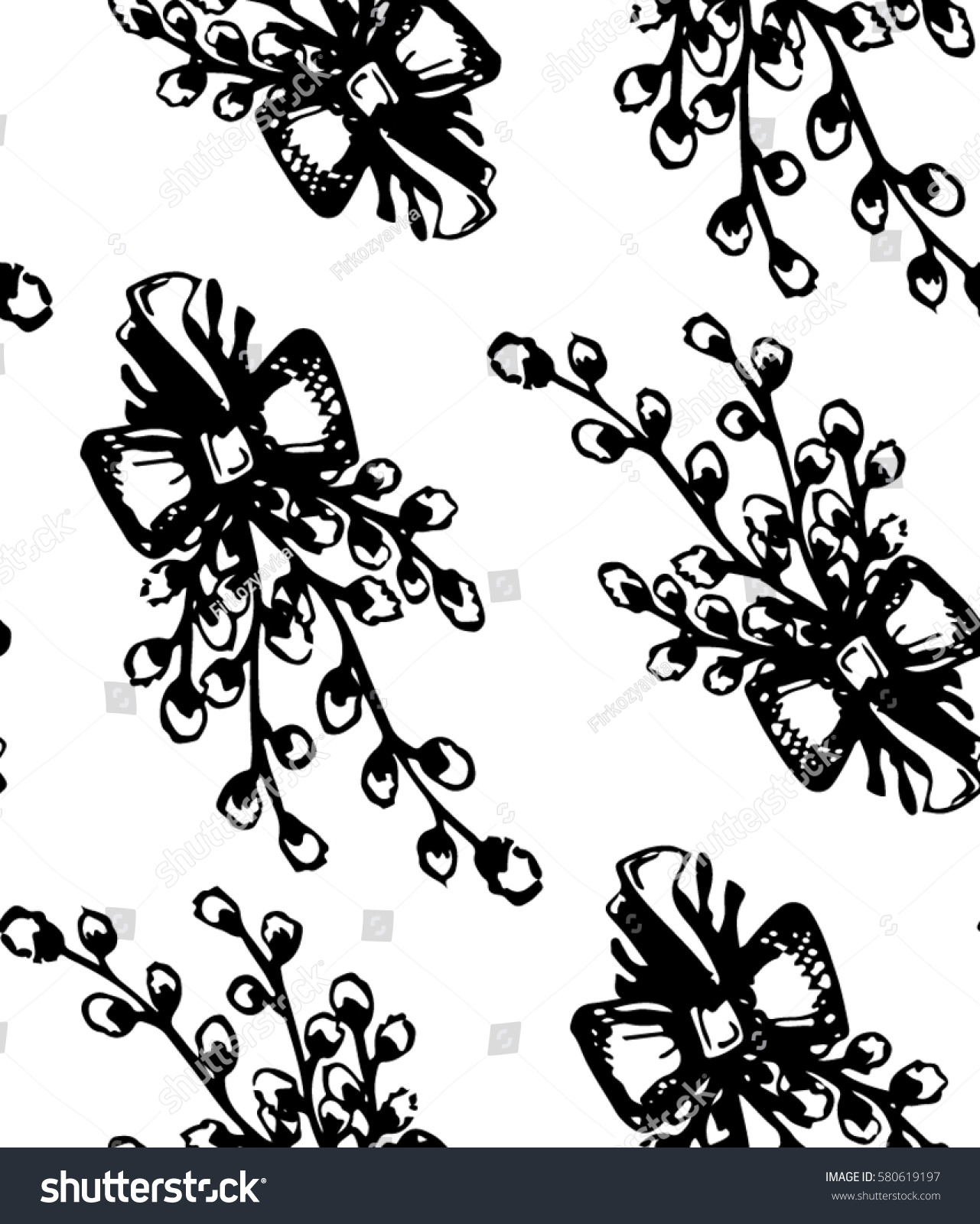 Hand Drawn Flower Pattern Nature Background Stock Vector (Royalty Free ...