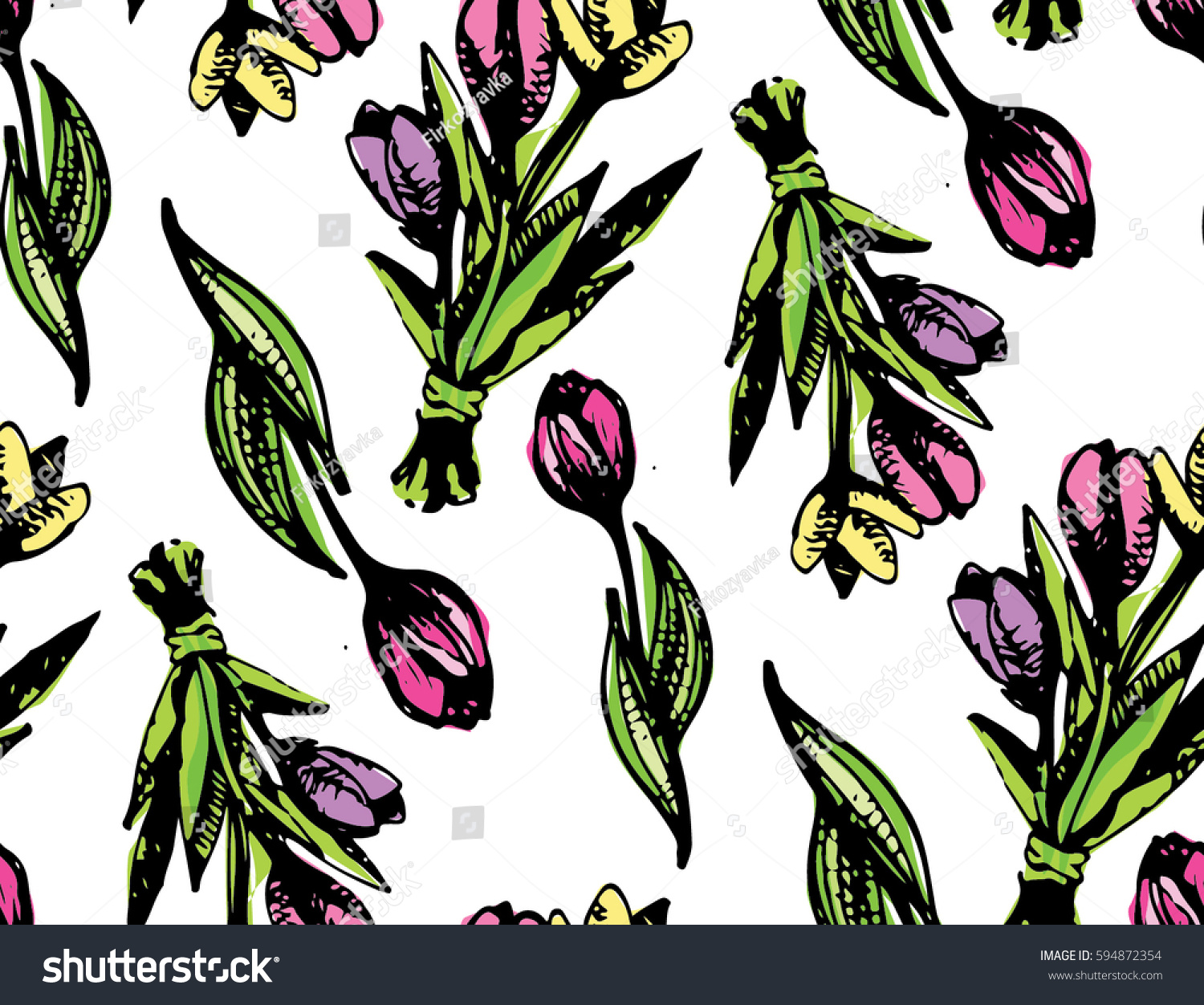 Hand Drawn Flower Pattern Nature Background Stock Vector (Royalty Free ...