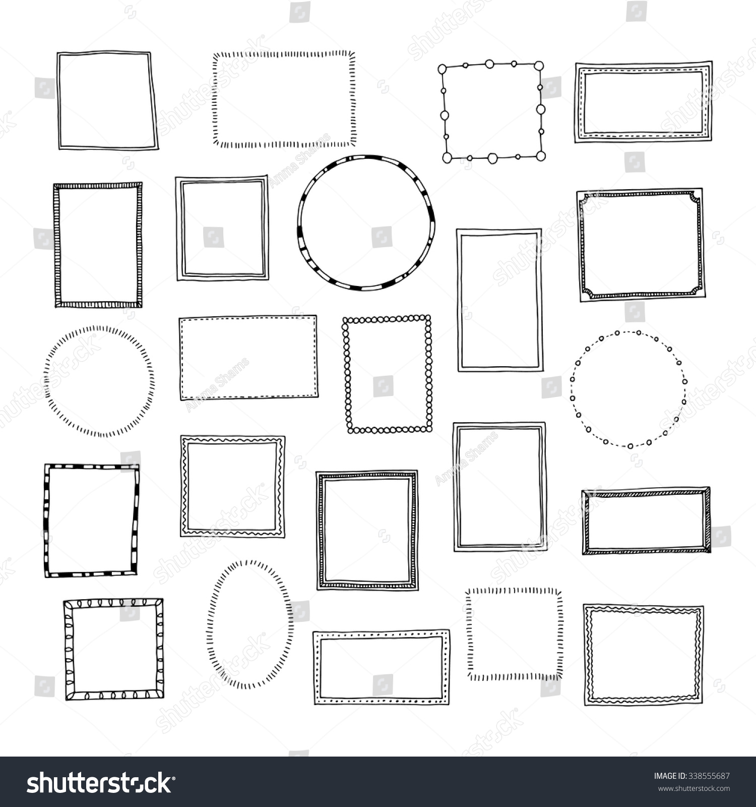 Hand Drawn Frames Set. Cartoon Style. Vector. - 338555687 : Shutterstock