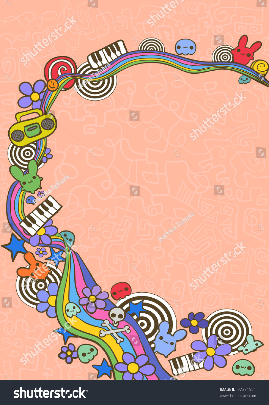 Hand Drawn Funny Frame: vector de stock (libre de regalías) 97371554 ...