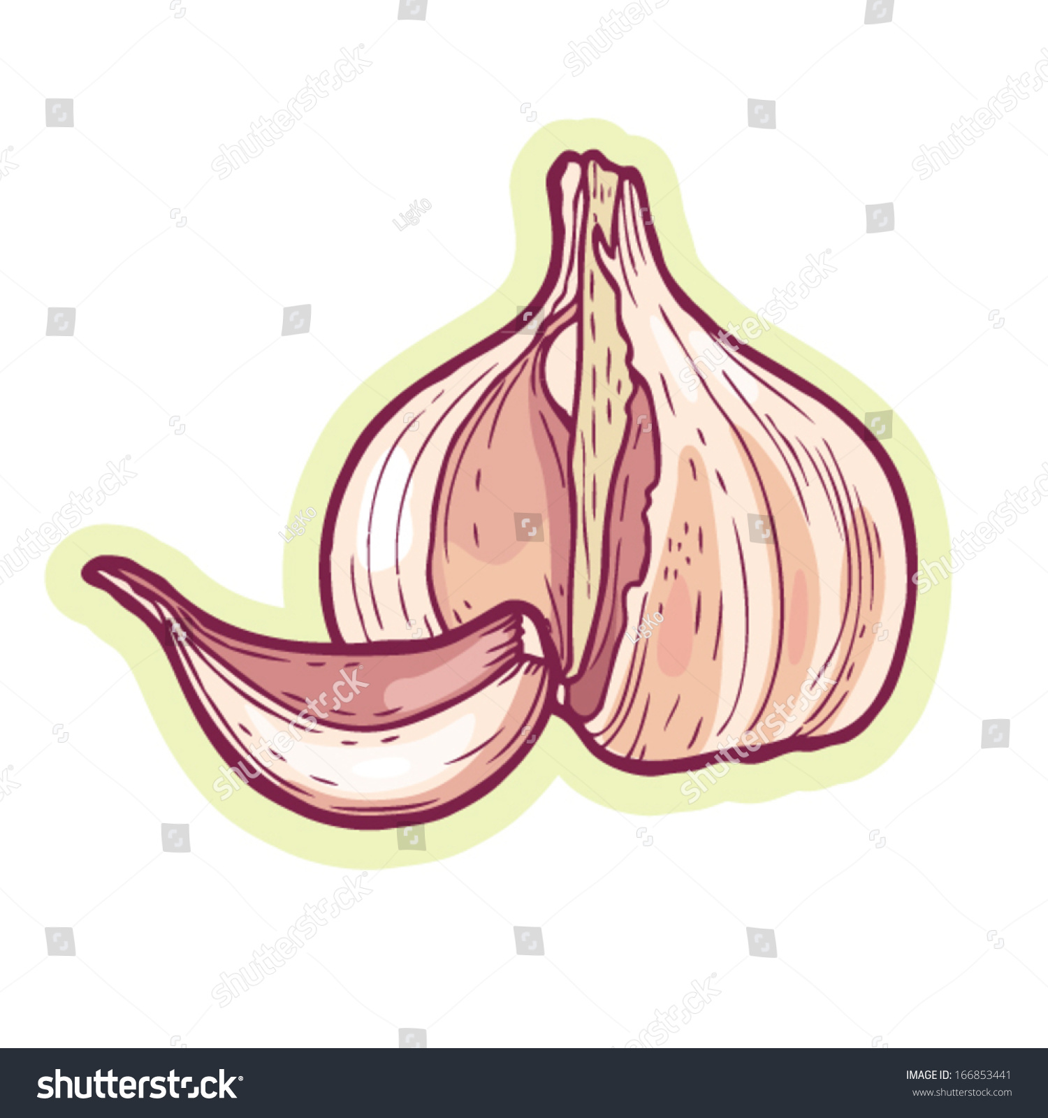 Hand Drawn Garlic Cartoon Vector Stock Vector 166853441 - Shutterstock