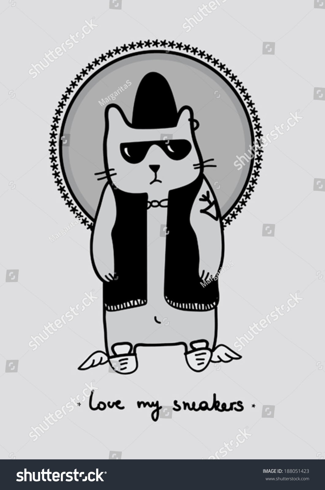 Hand Drawn Goth Cat Stock Vector (Royalty Free) 188051423