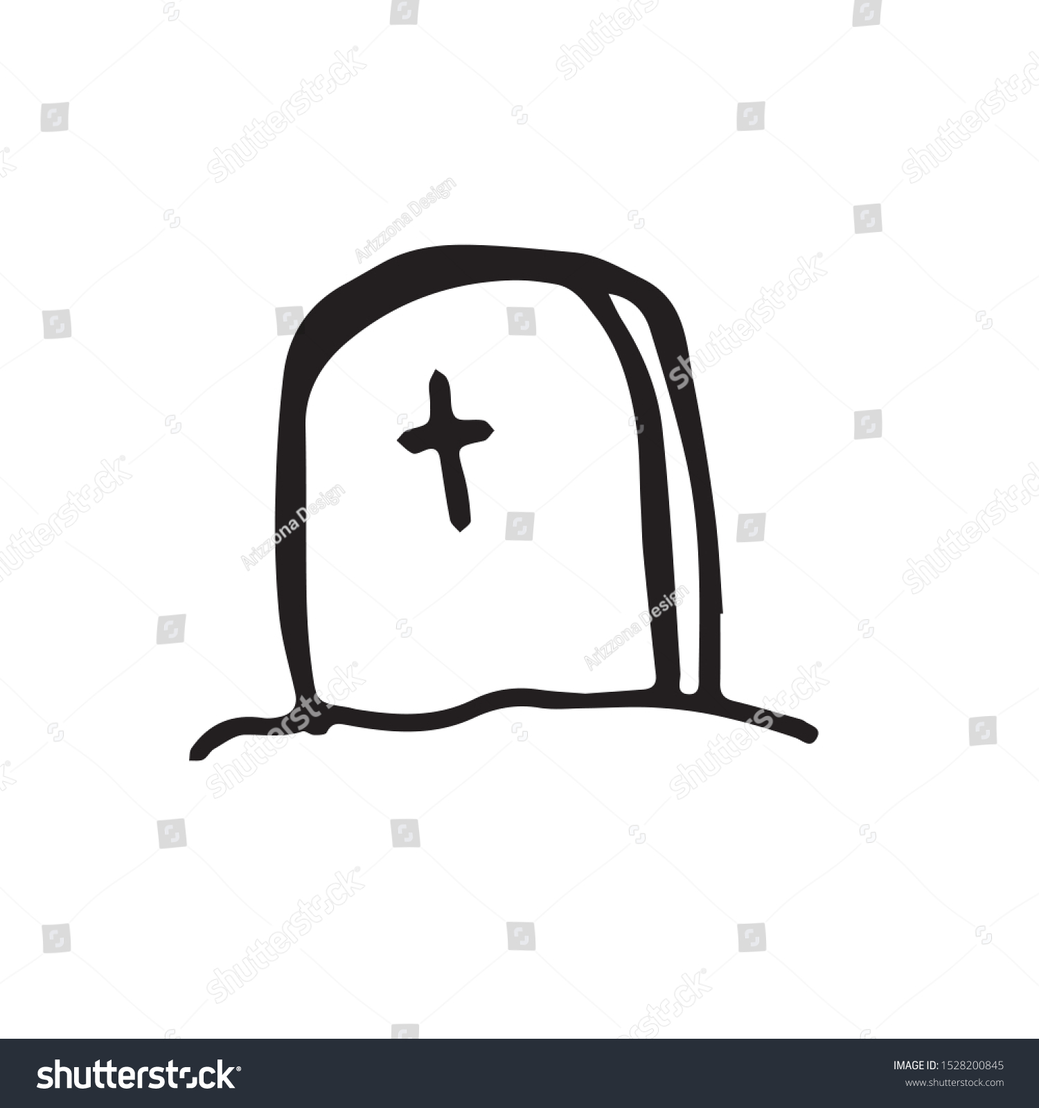 Hand Drawn Grave Cross Rip Drawing Stock Vector (Royalty Free) 1528200845