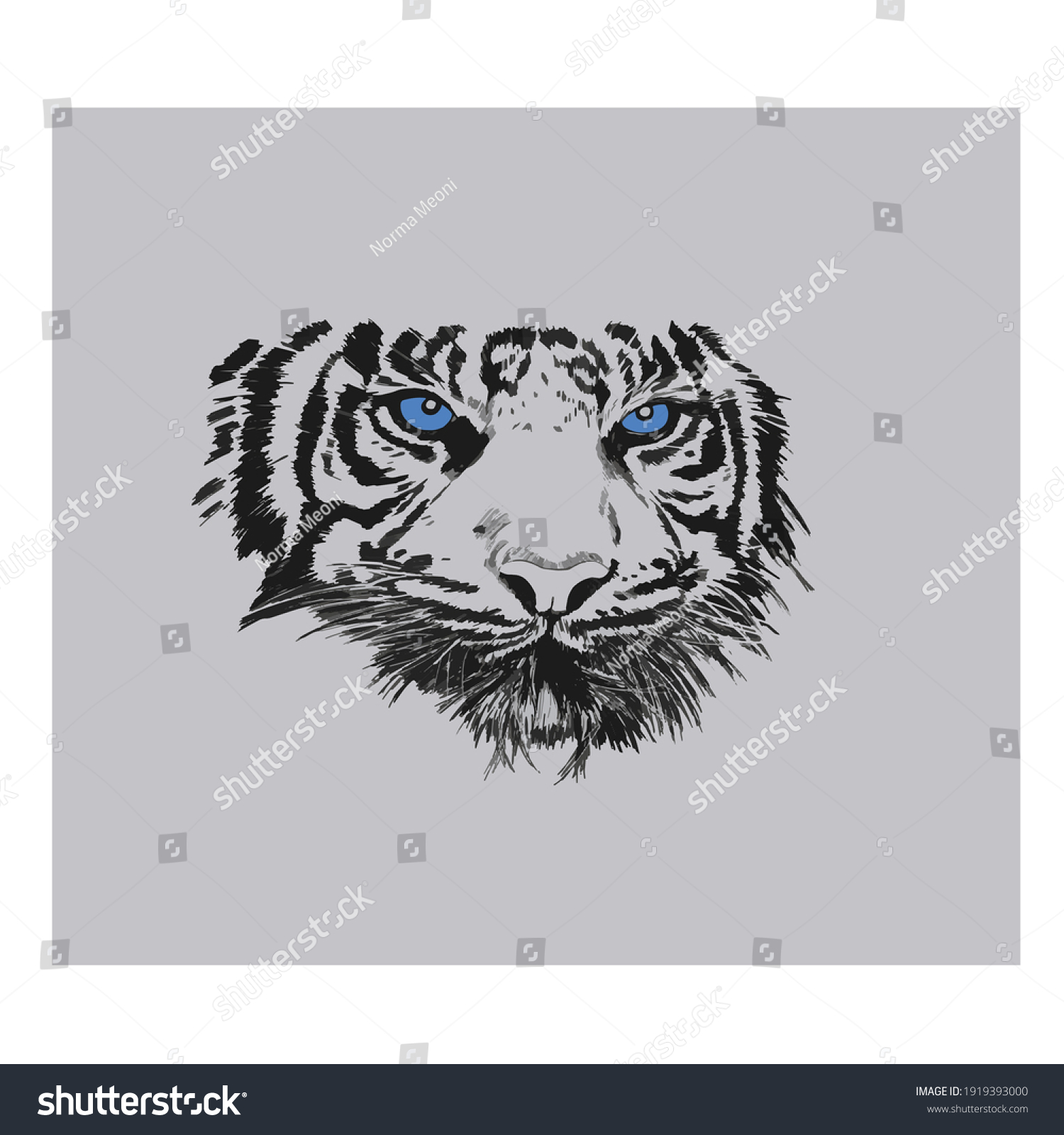 Hand Drawn Half Tiger Face Stock Vector (Royalty Free) 1919393000