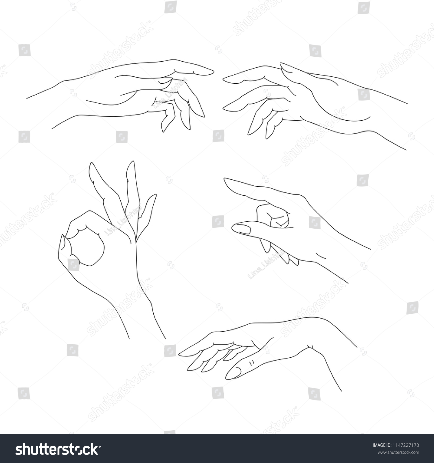 Hand Drawn Hands Arm Gesture Vector Stock Vector (Royalty Free ...