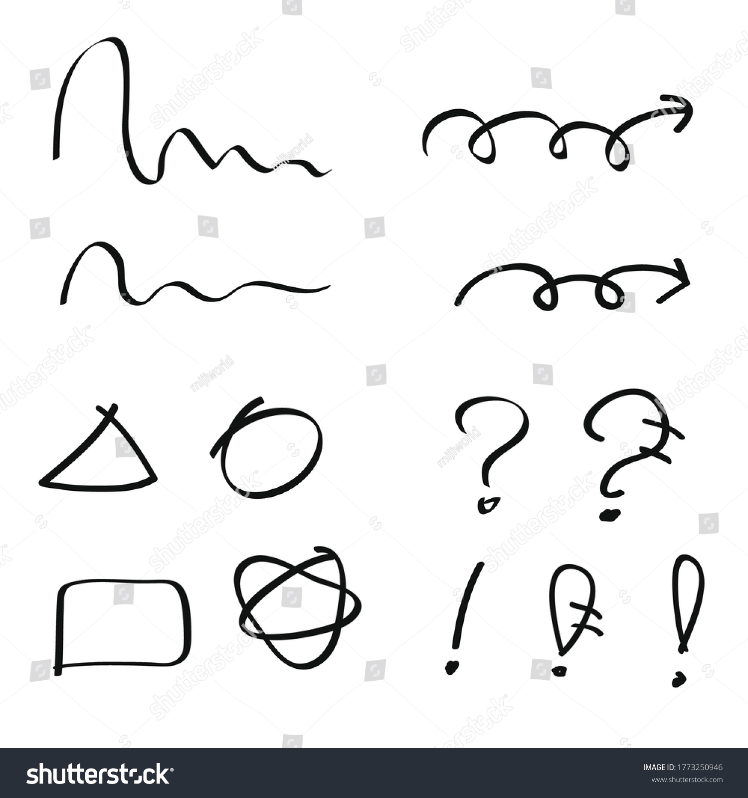 Hand Drawn Handwriting Symbol Vector Stock Vector (Royalty Free) 1773250946