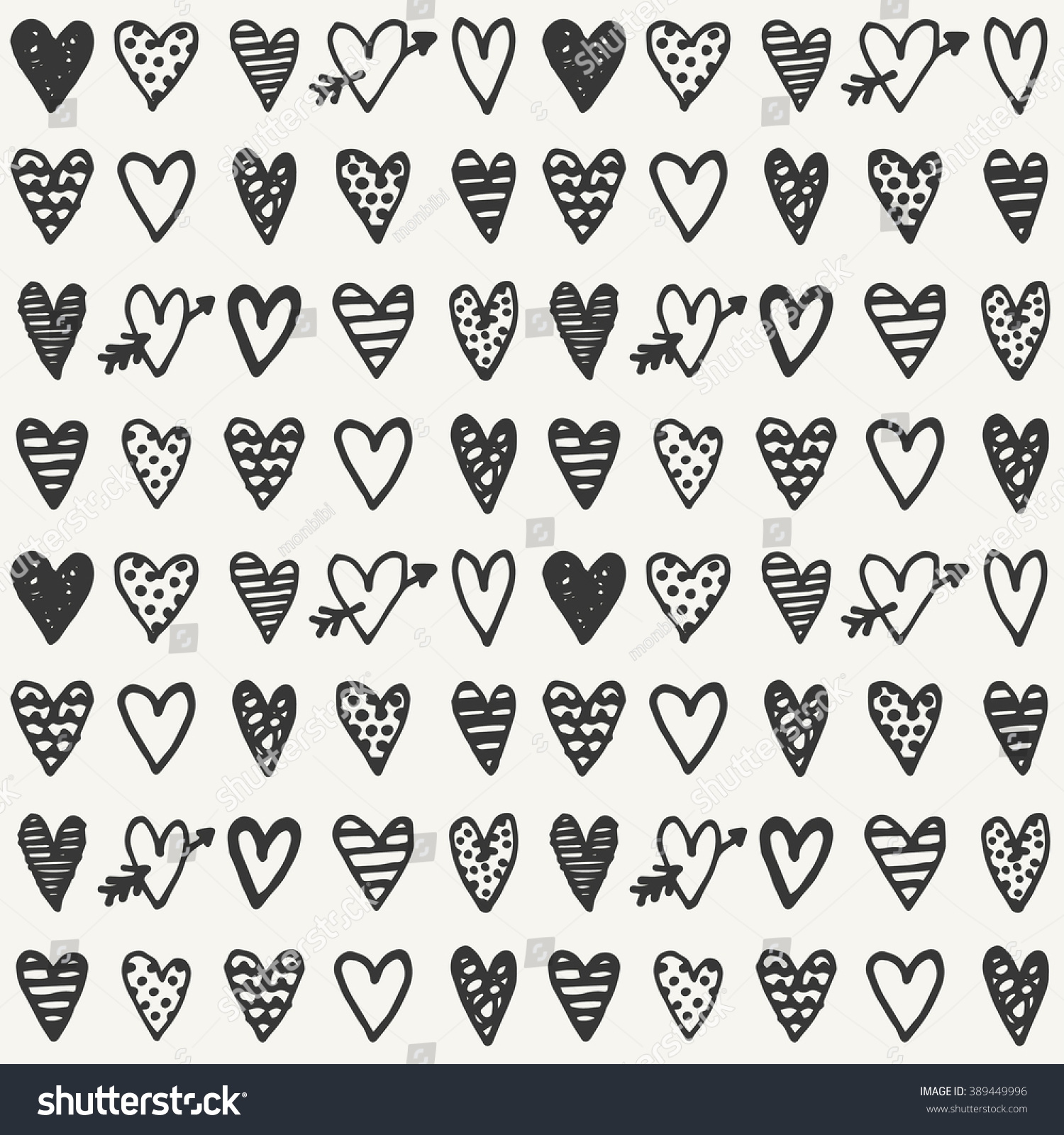 Hand Drawn Heart Pattern Design Vector Stock Vector (Royalty Free ...