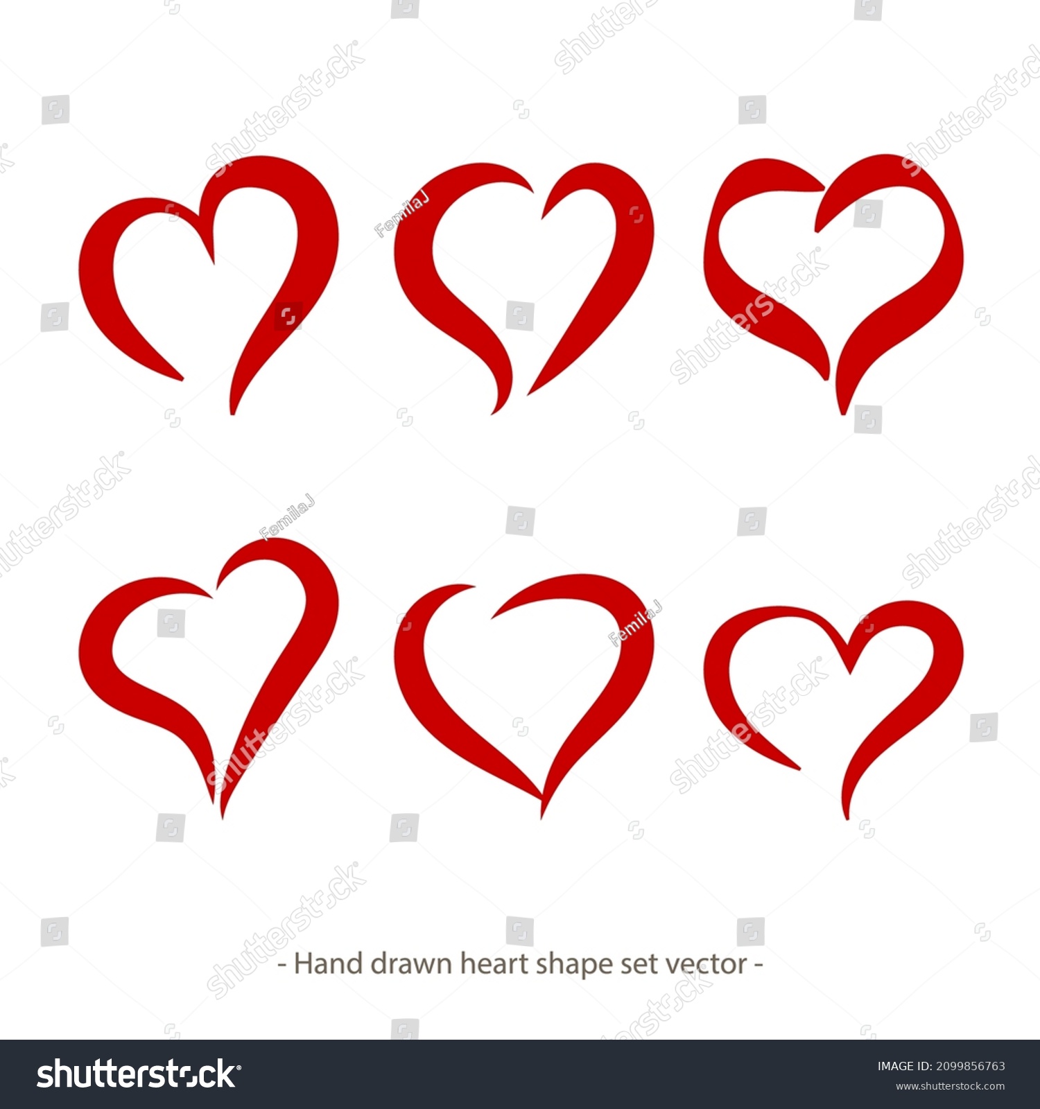 Hand Drawn Heart Shape Set Vector Stock Vector (Royalty Free ...