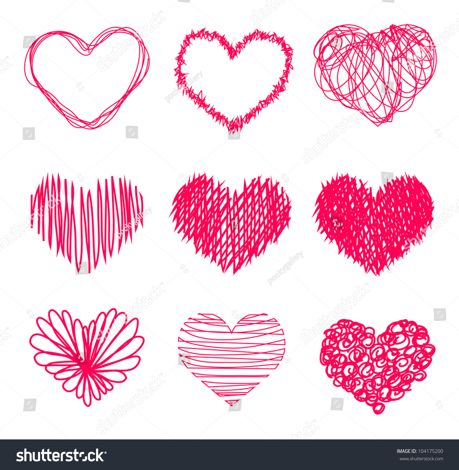 Hand Drawn Heart Shape - Vector - 104175200 : Shutterstock