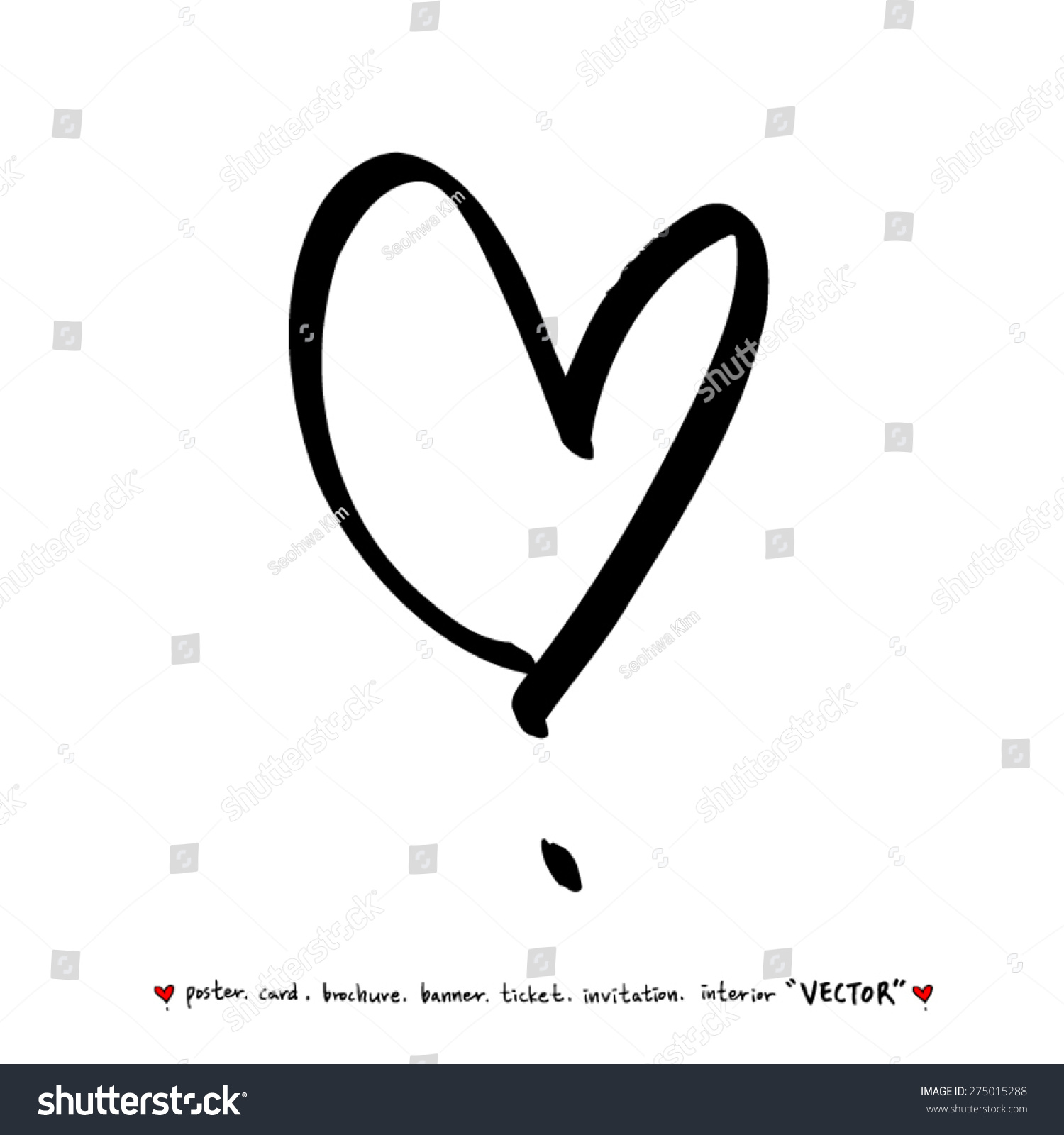 Hand Drawn Heart Vector Calligraphy Stock Vector (Royalty Free) 275015288