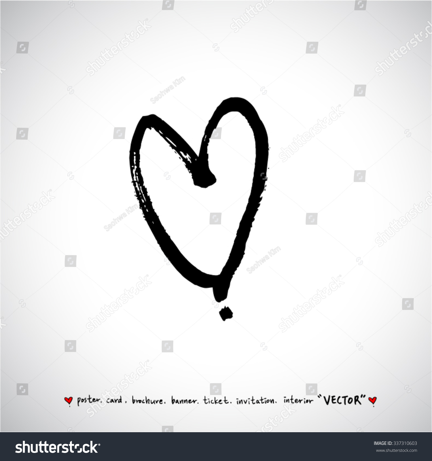 Hand Drawn Heart Vector Calligraphy Stock Vector (Royalty Free) 337310603
