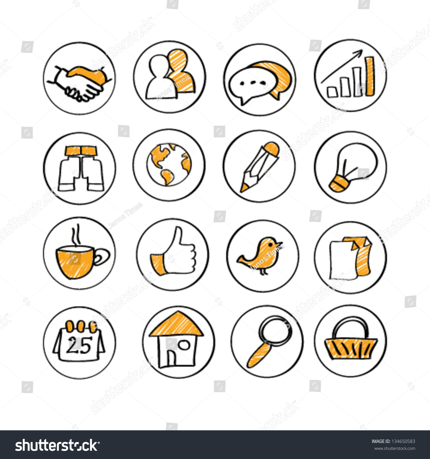 Hand Drawn Icon Set Stock Vector (Royalty Free) 134650583