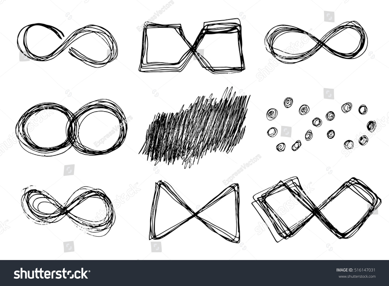 Hand Drawn Infinity Icons Set Stock Vector (Royalty Free) 516147031 ...