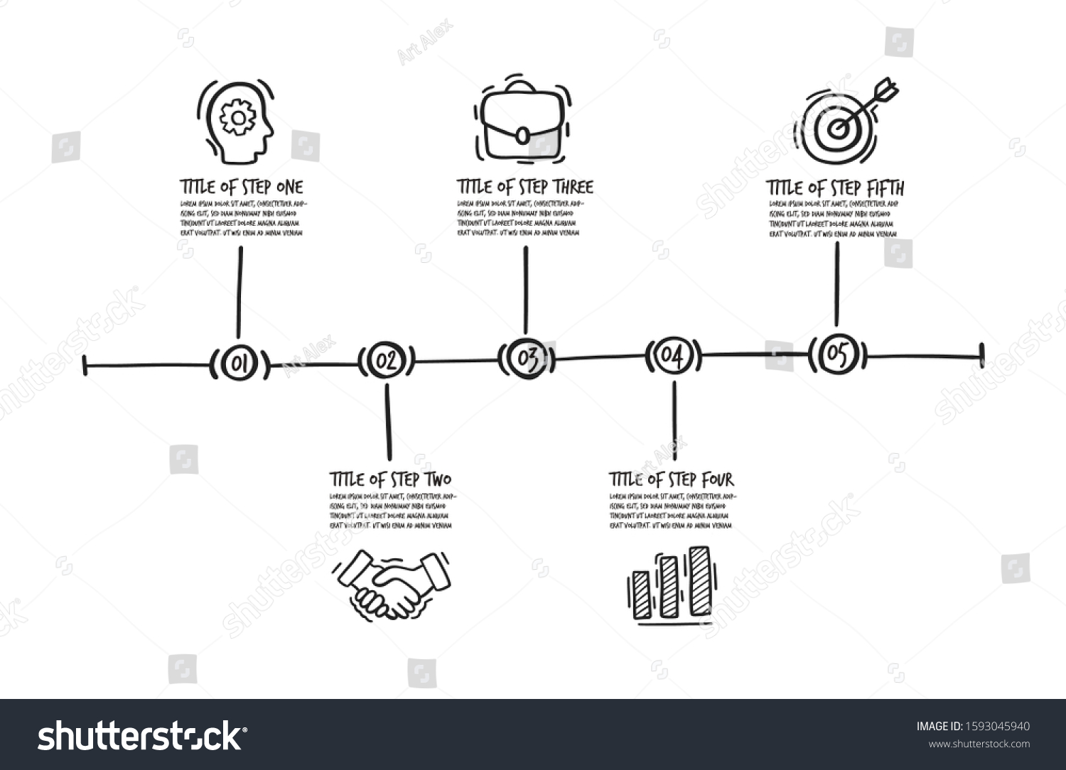 Vektor Stok Hand Drawn Infographic Steps Vector Illustration (Tanpa ...