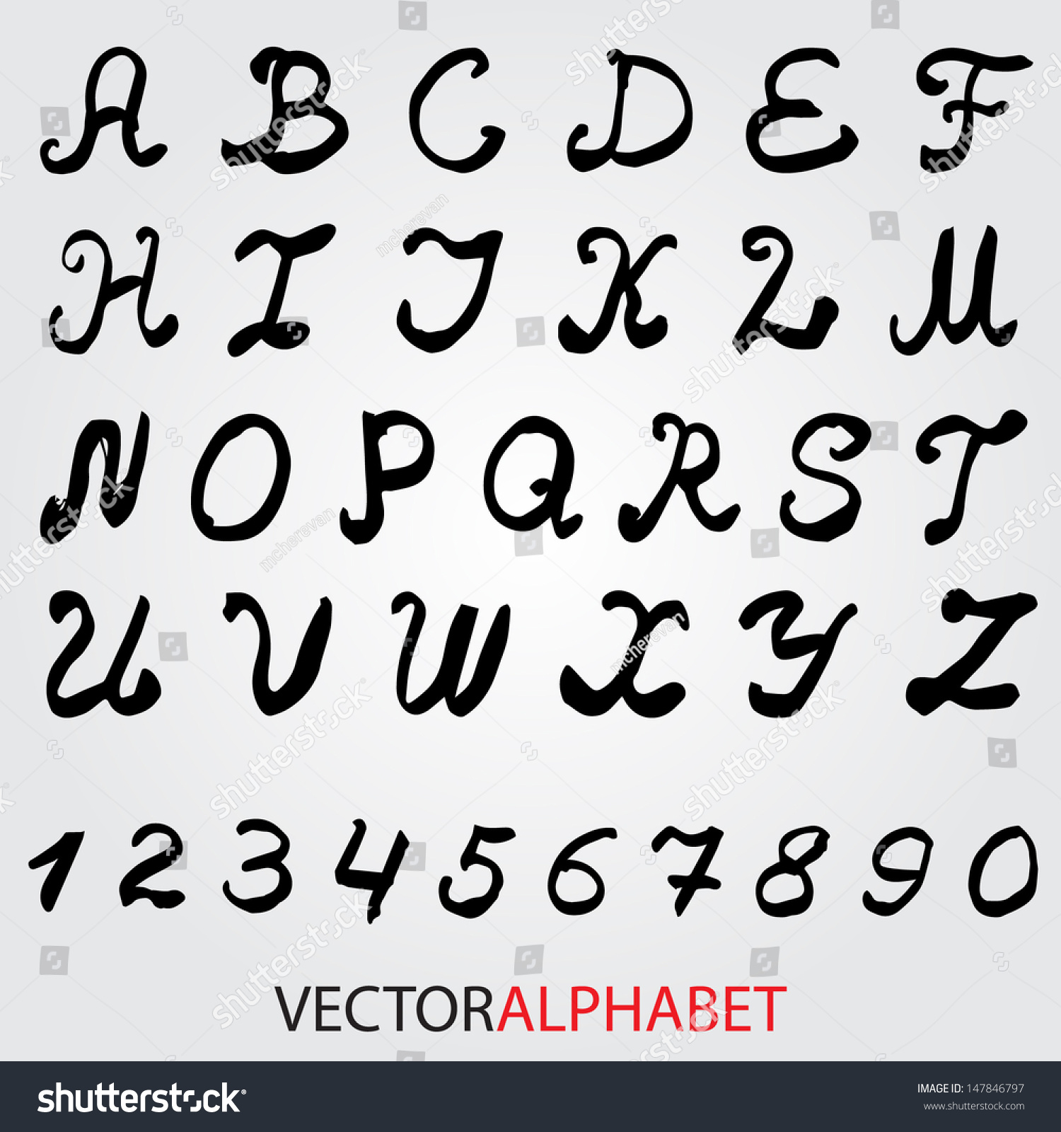 Hand Drawn Ink Alphabetvector Format Stock Vector (Royalty Free ...