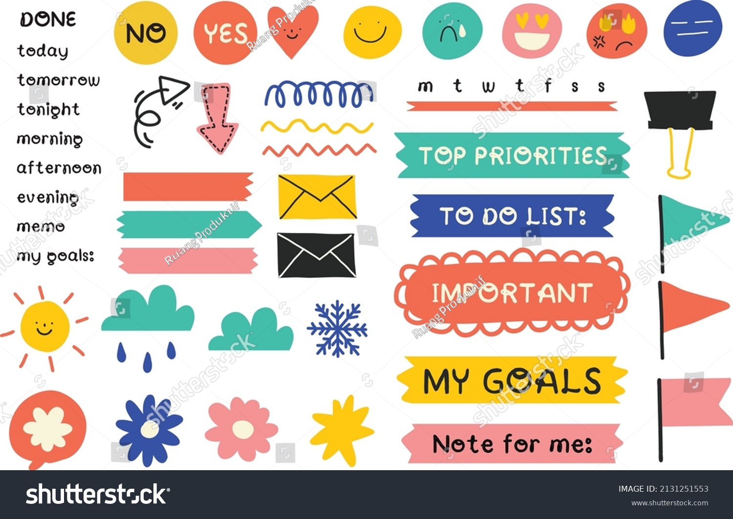 Hand Drawn Journal Element Sticker Stock Vector (Royalty Free ...