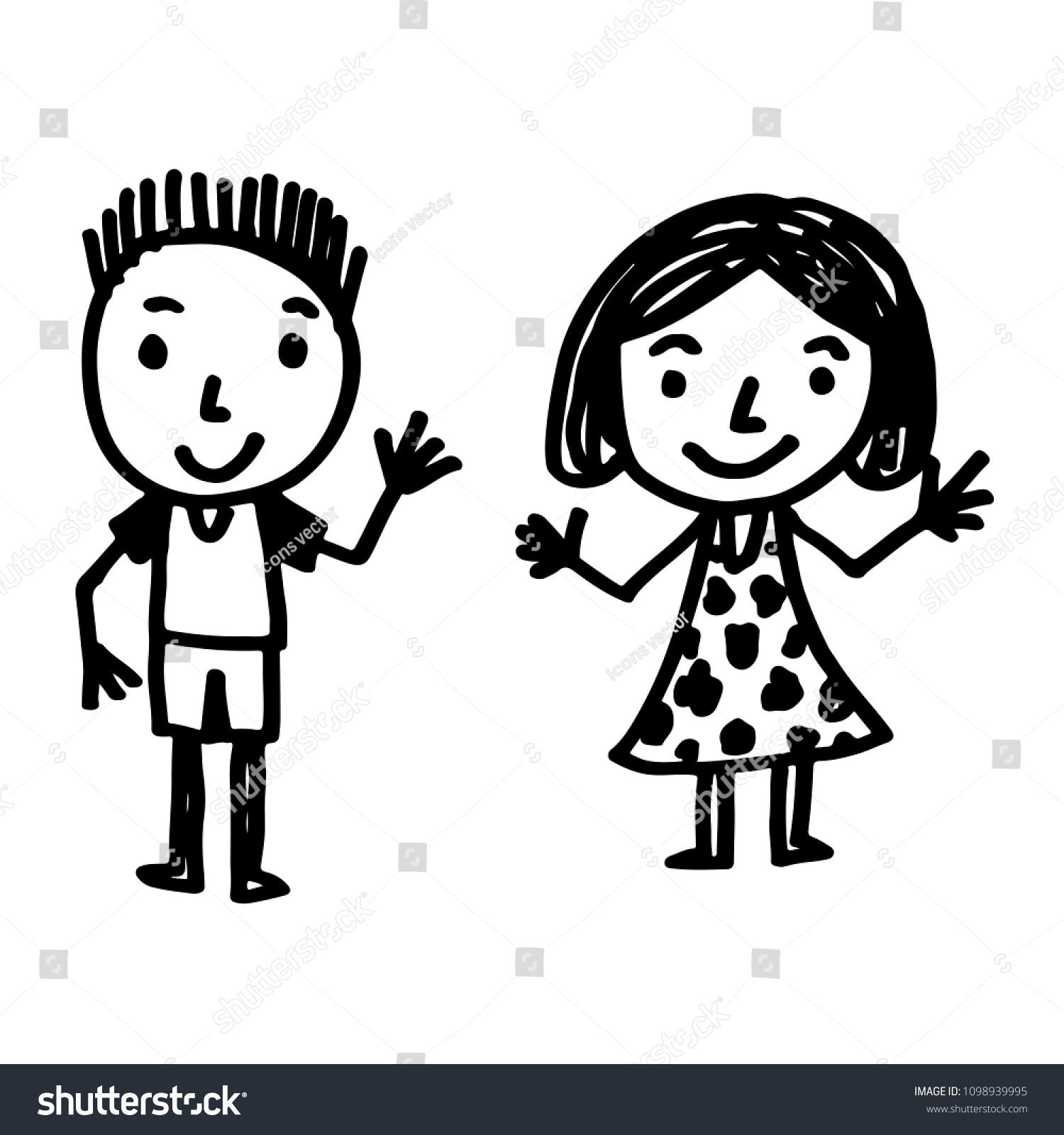 Hand Drawn Kid Cartoon Stock Vector (Royalty Free) 1098939995