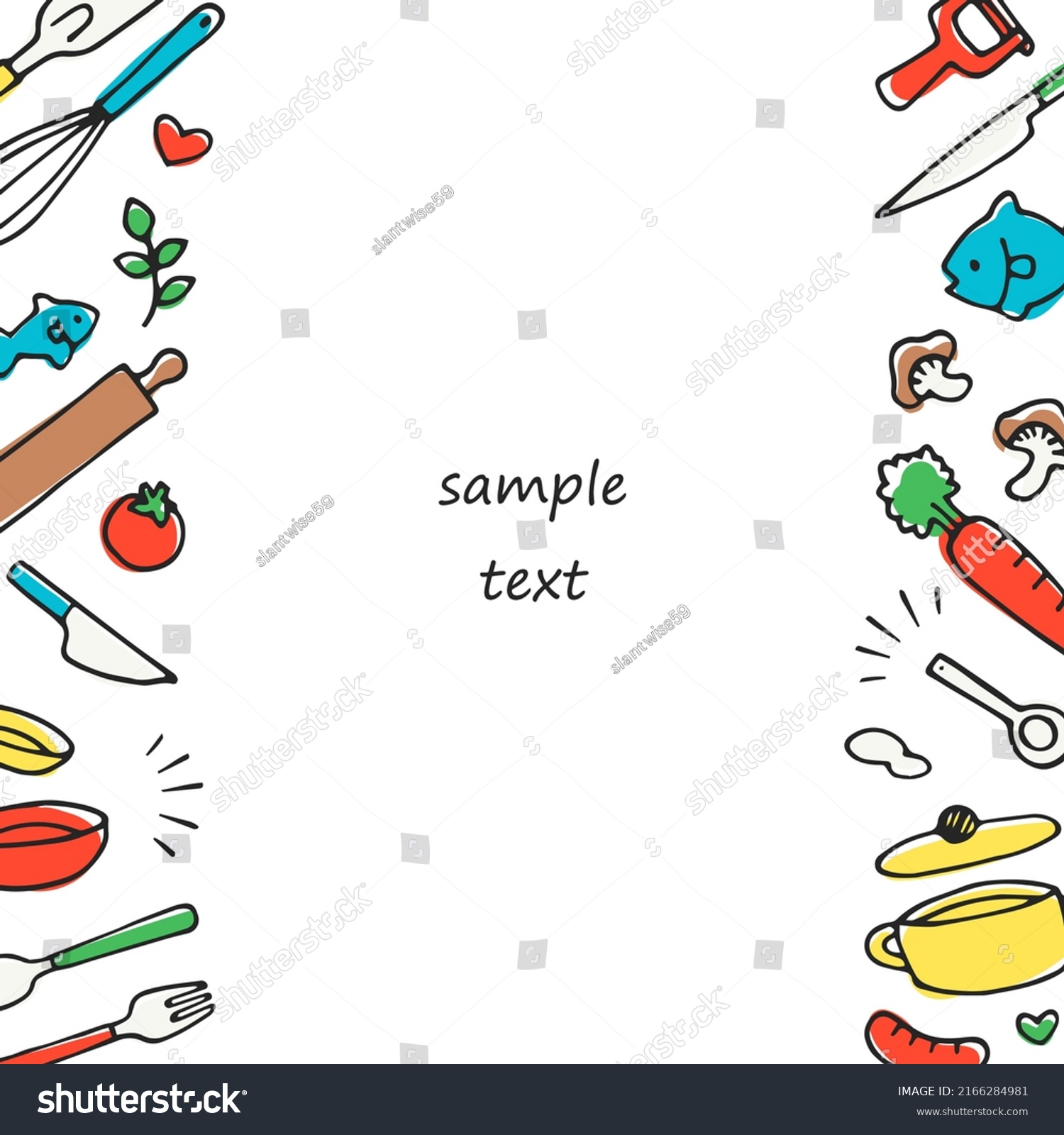 Hand Drawn Kitchen Tools Frame Stock Vector (Royalty Free) 2166284981 ...